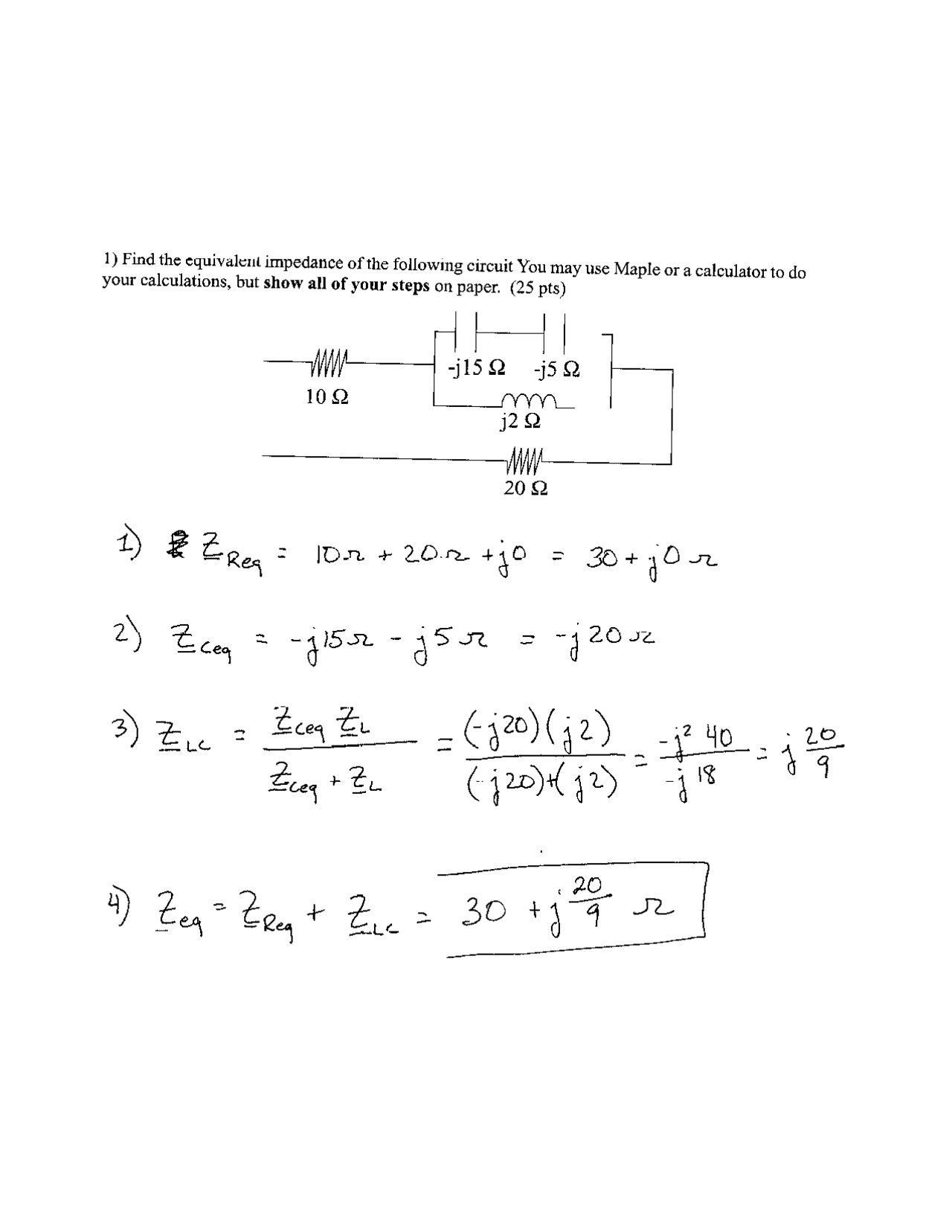Exam 2 With Solution Electrical Systems Es 203 Docsity