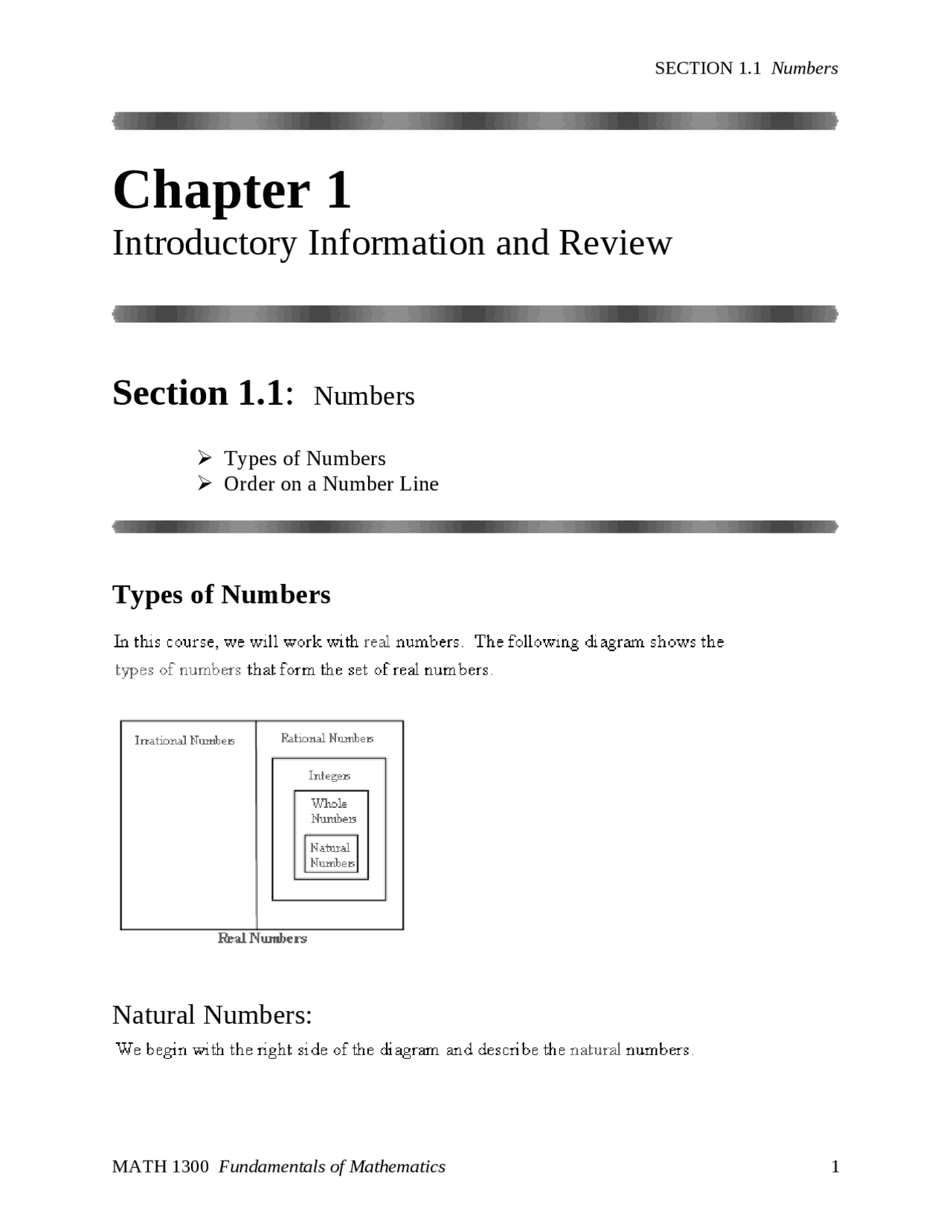 Review Sheet Section 1 Fundamentals Of Math Math 1300 Docsity