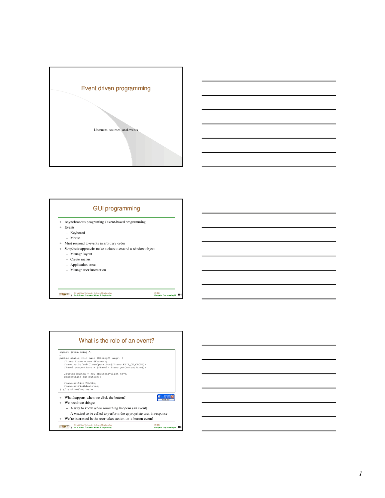Event Driven Programming - Computer Programming II - Slides | CS 241 - Docsity