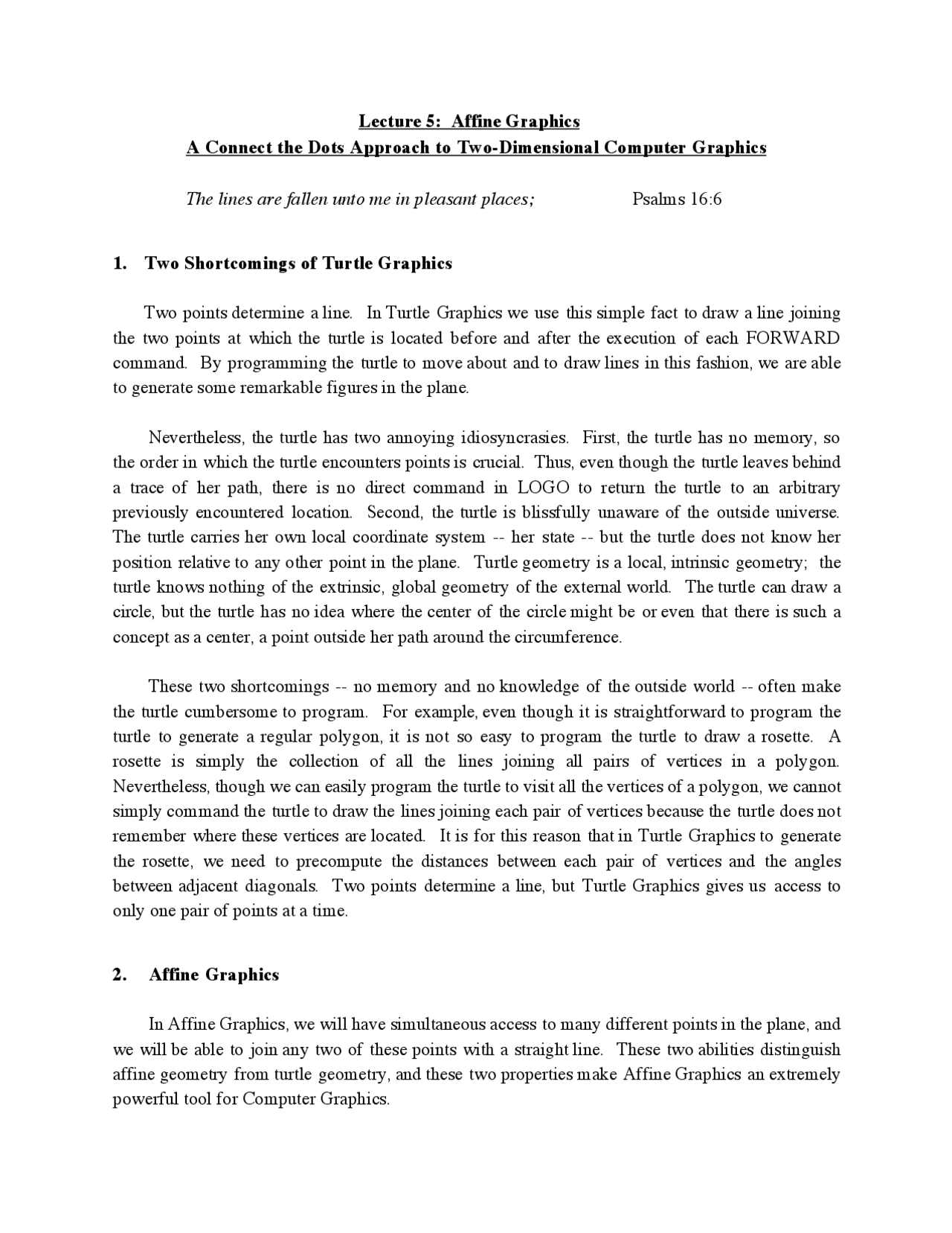 Approaches Of Two Dimensional Computer Graphics Comp 360 Docsity