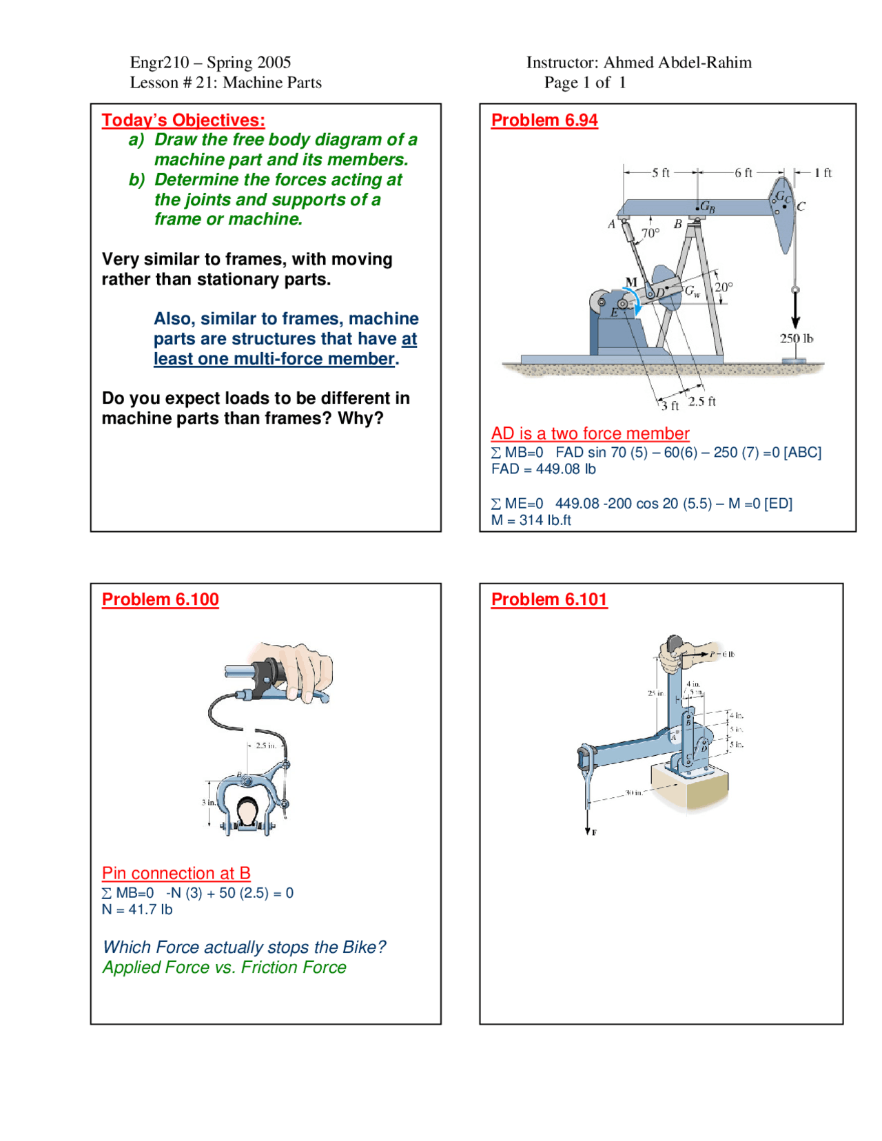 Machine Parts Lecture Slides Engr 210 Docsity