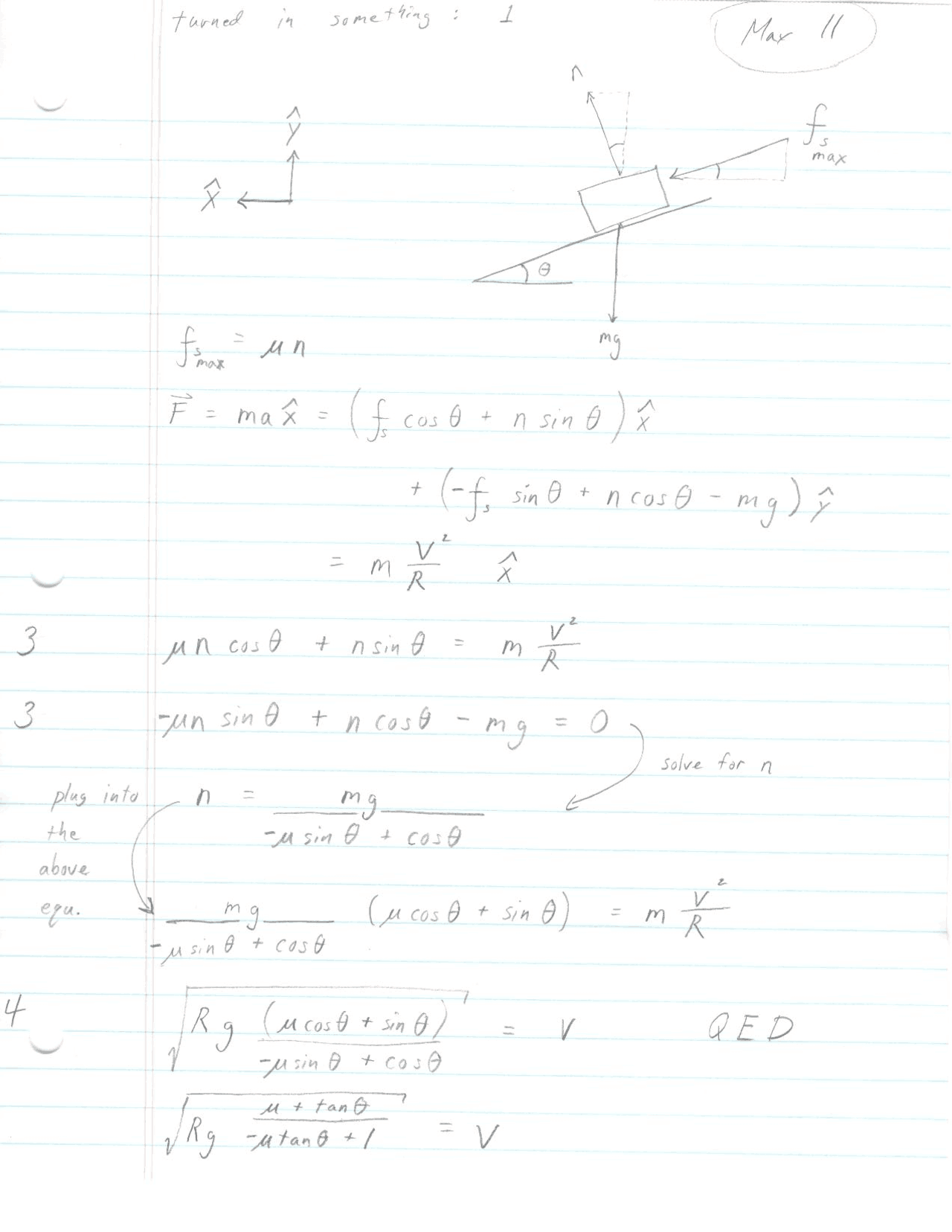 Handwritten Solved Problem On General Physics I Phy 113 Docsity