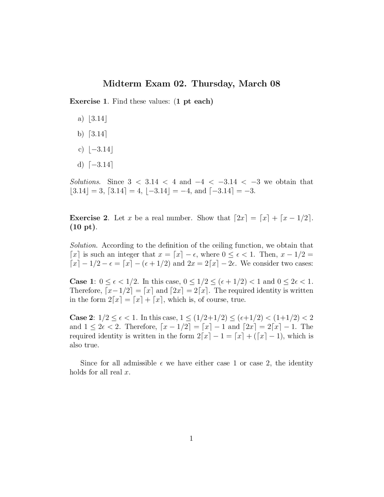 Exercise Questions Midterm Exam Discrete Mathematics Math 3336