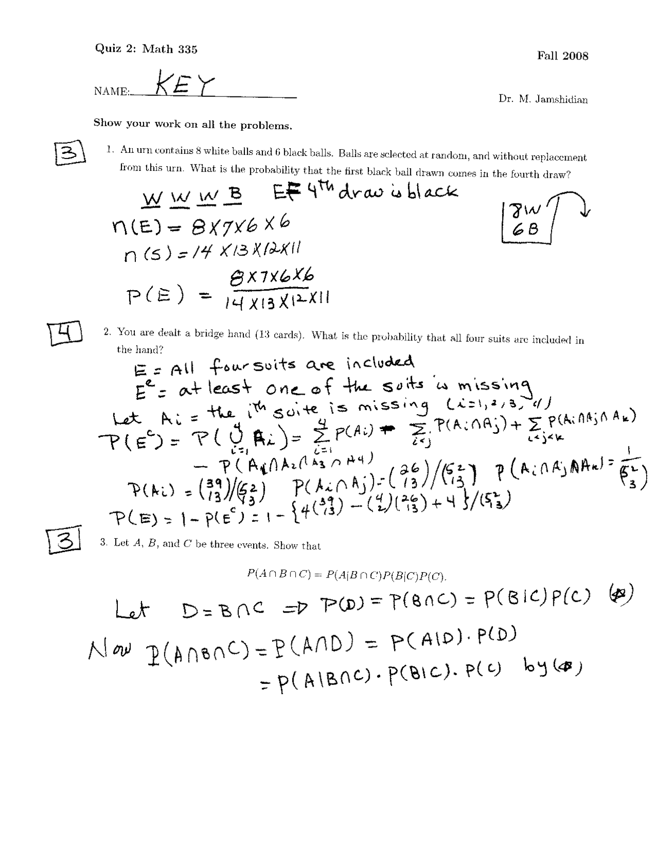 3 Problems with Solution of Mathematical Probability - Quiz 2 | MATH ...