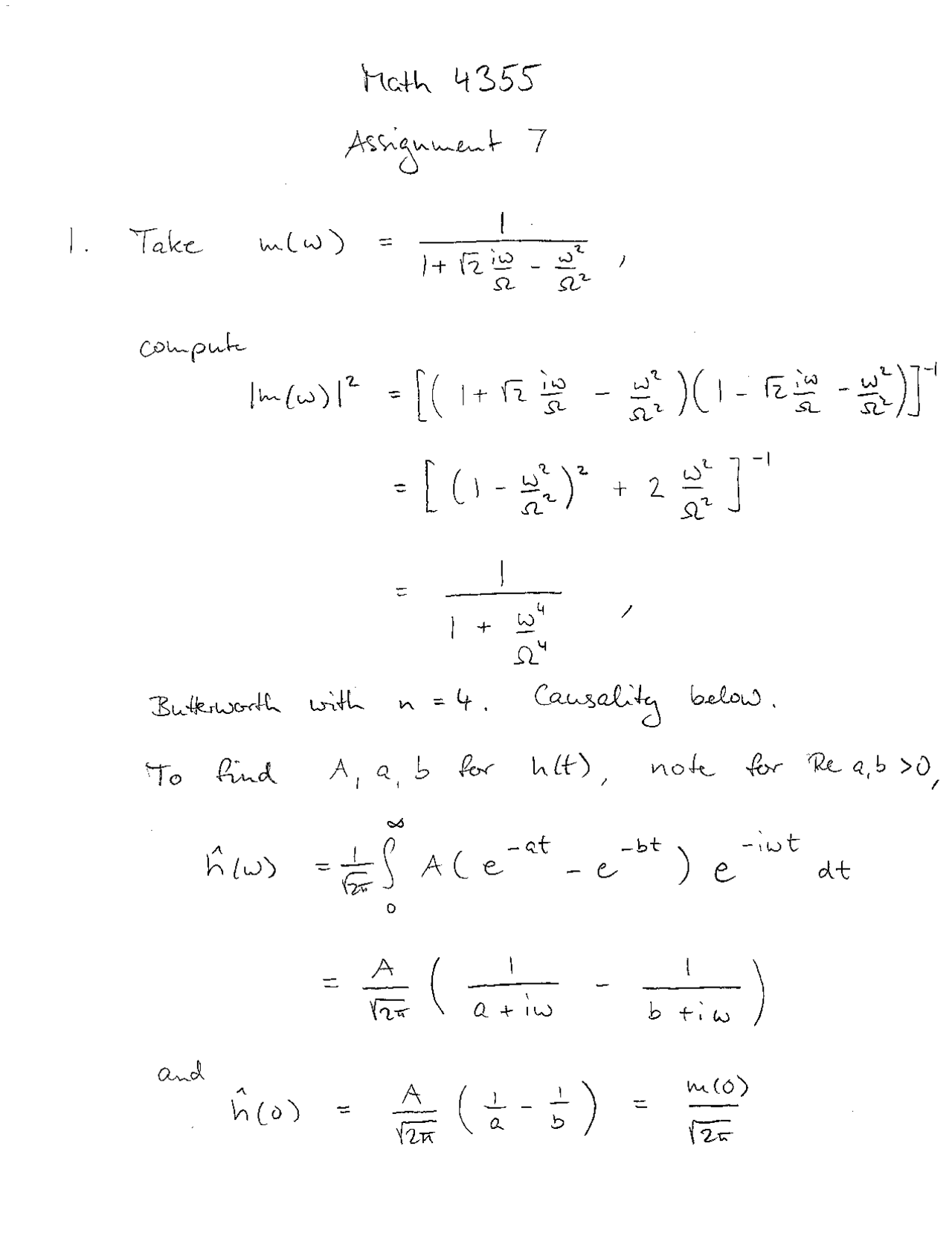 Resolution For Assignment 7 Mathematics Of Signal Representation