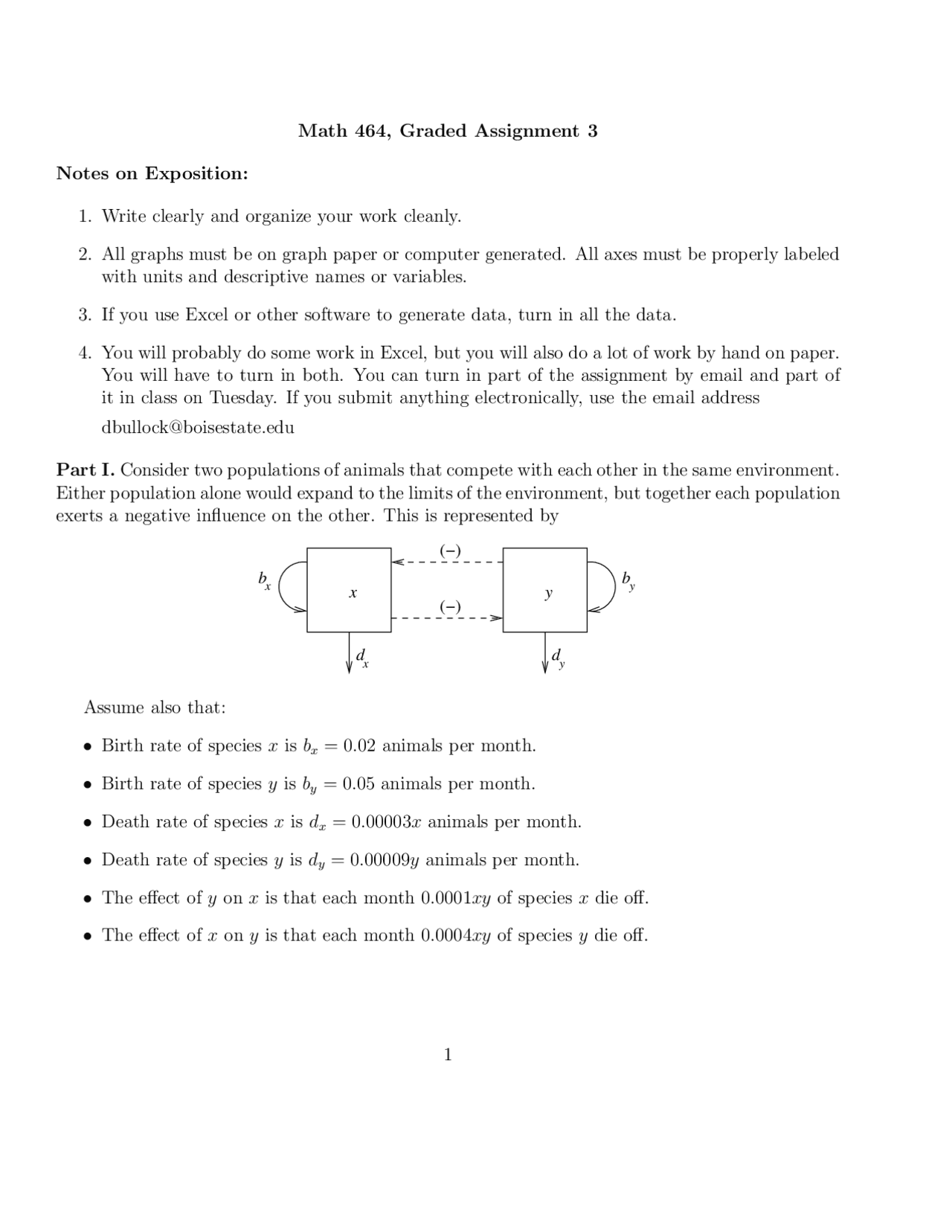Graded Assignment 3 On Mathematical Modeling Math 464 Docsity