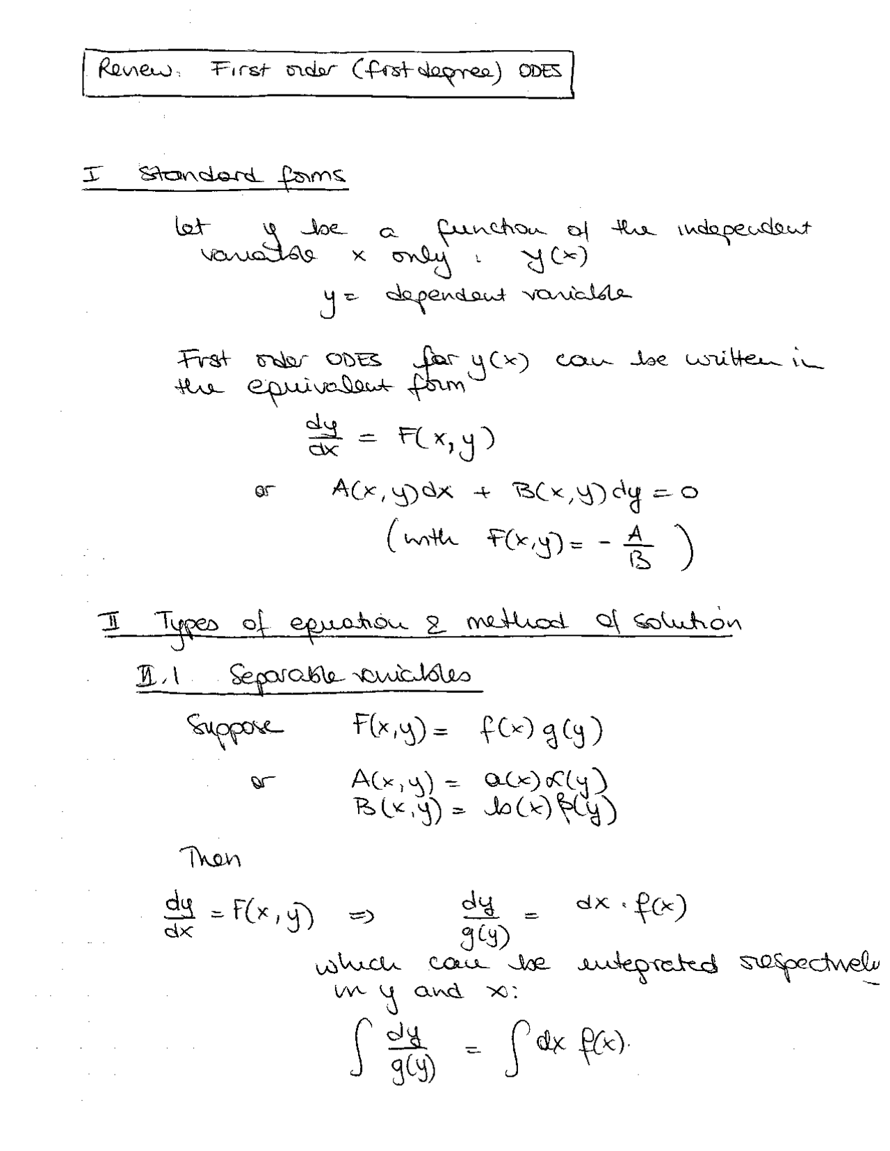 Review First Ordinary Differential Equations Ams 211 Docsity
