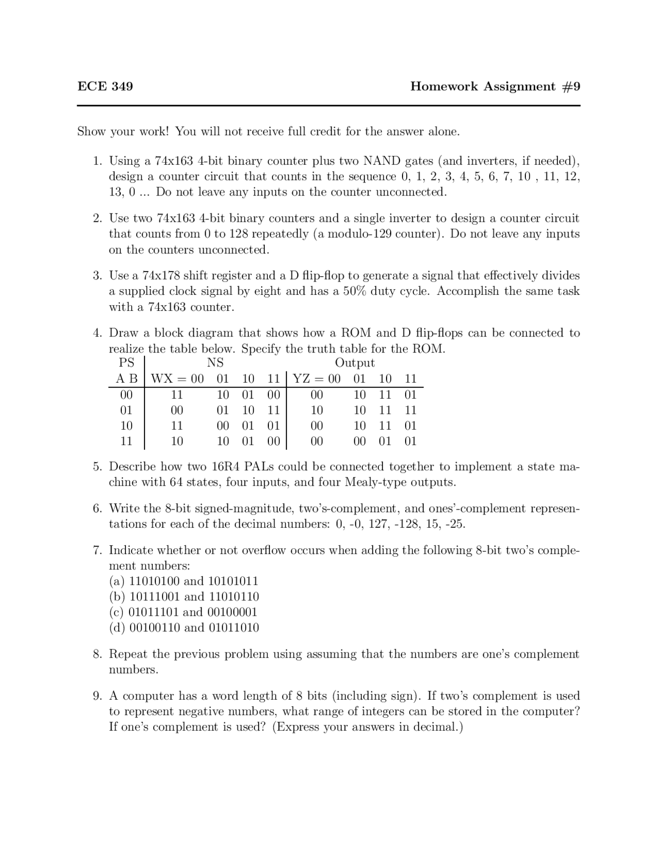 Assignment 9 - Background Study Digital Logic | ECE 349 - Docsity