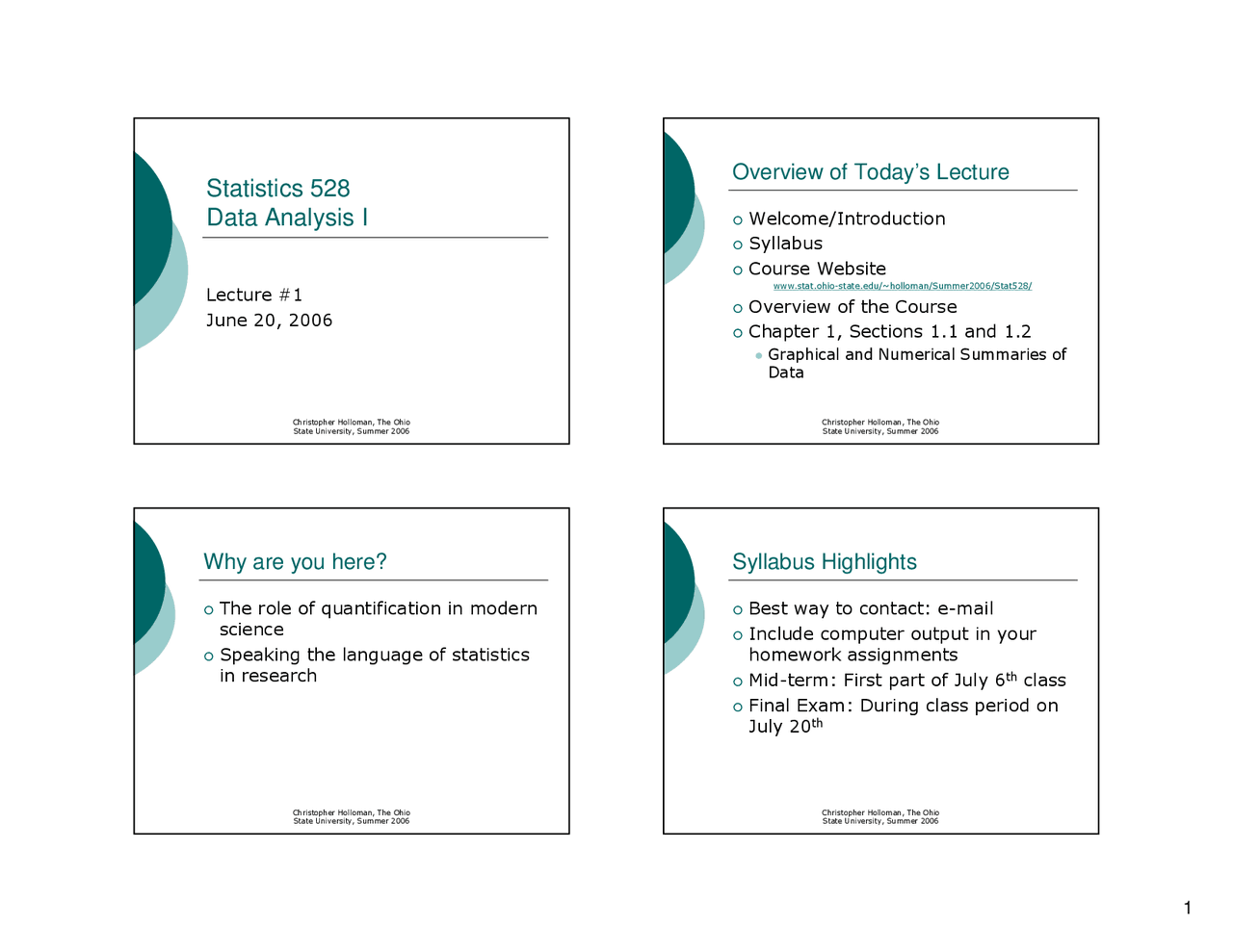 Variables Graphical Display For Categorical Variables Lecture Slides