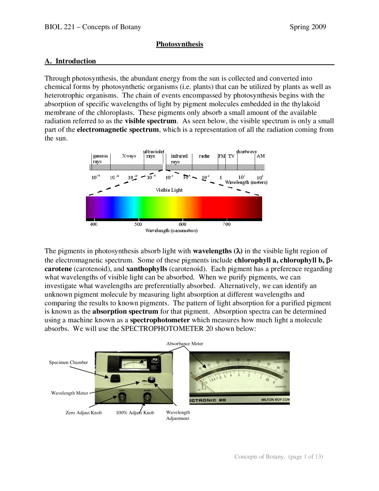 Introduction to Photosynthesis in Concepts of Biology - Exam | BIOL 221 ...