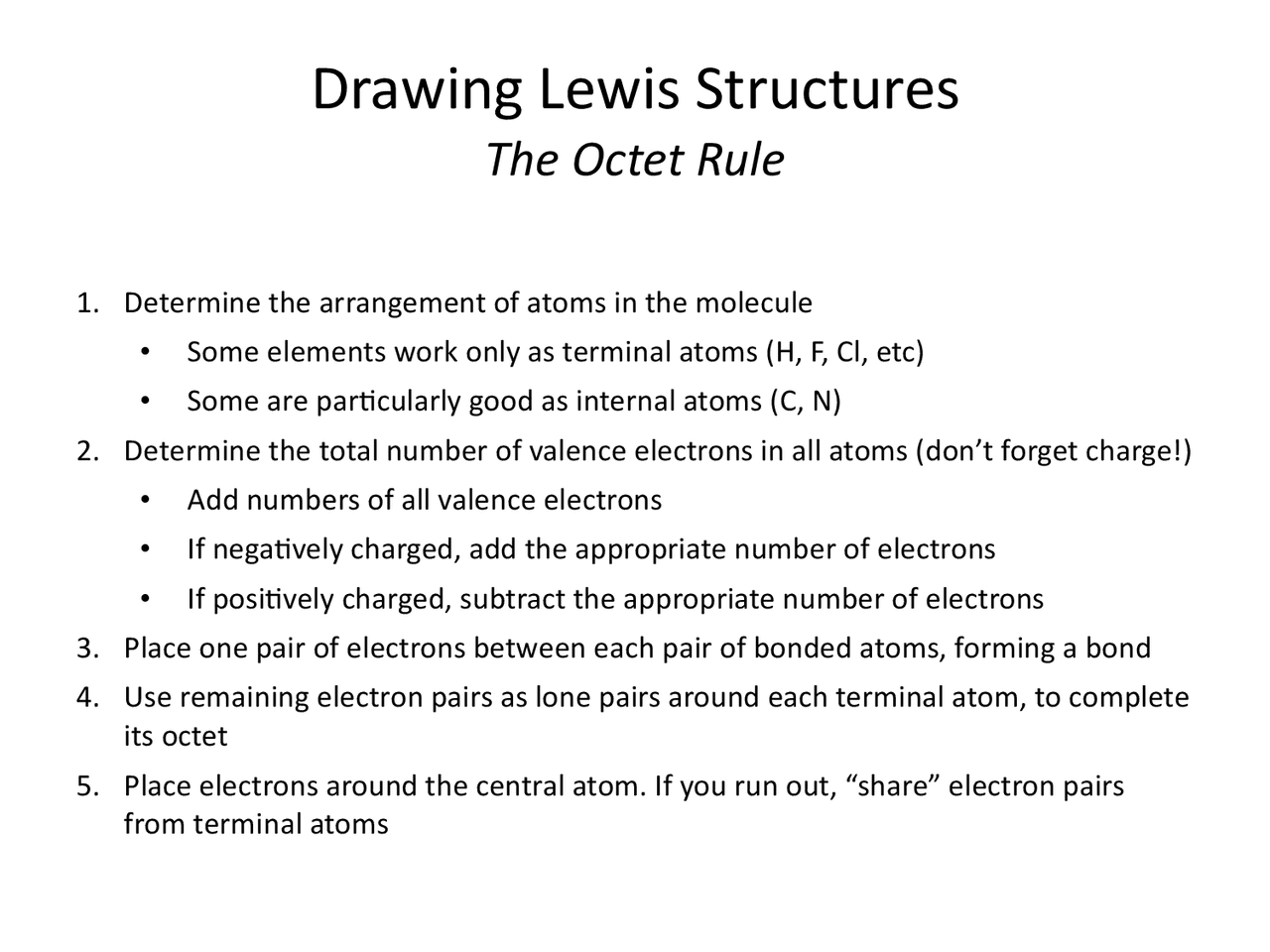 Drawing Lewis Structures - General Chemistry-Science | CHEM 111 - Docsity