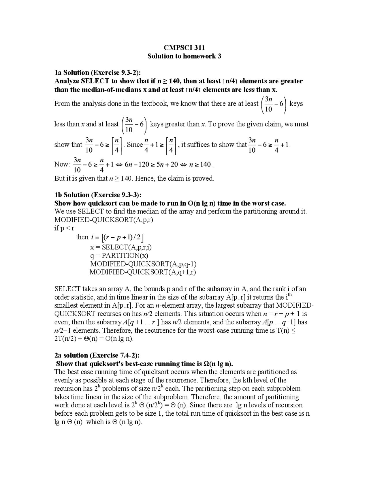 Solution To Homework 3 Introduction To Algorithms Cmpsci 311 Docsity 6912