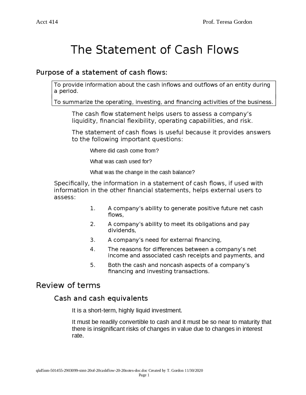 Understanding the Statement of Cash Flows: A Comprehensive Guide - Prof ...