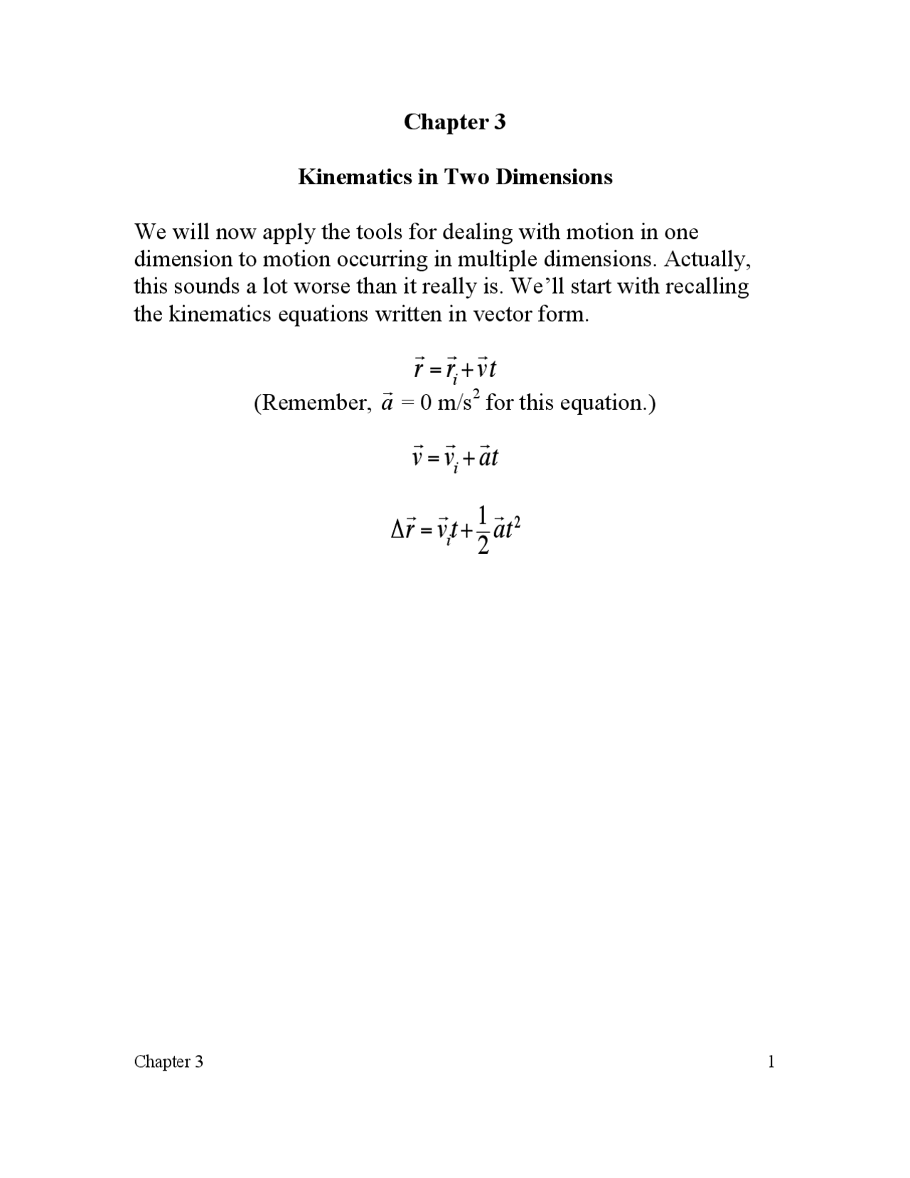 Notes On Kinematics In Two Dimensions Essential Physics Phys 200