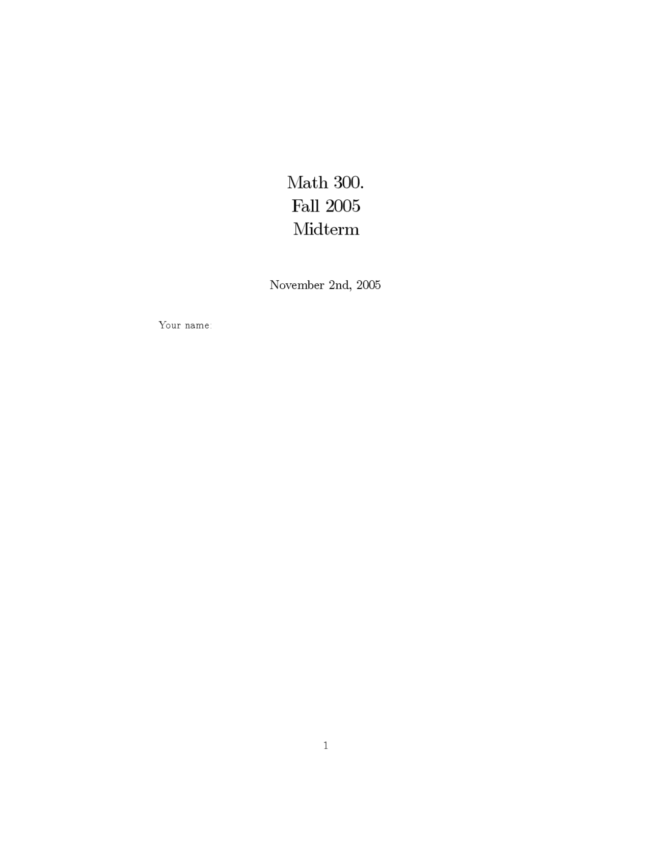 Midterm Exam Numerical Analysis I Math 300 Docsity
