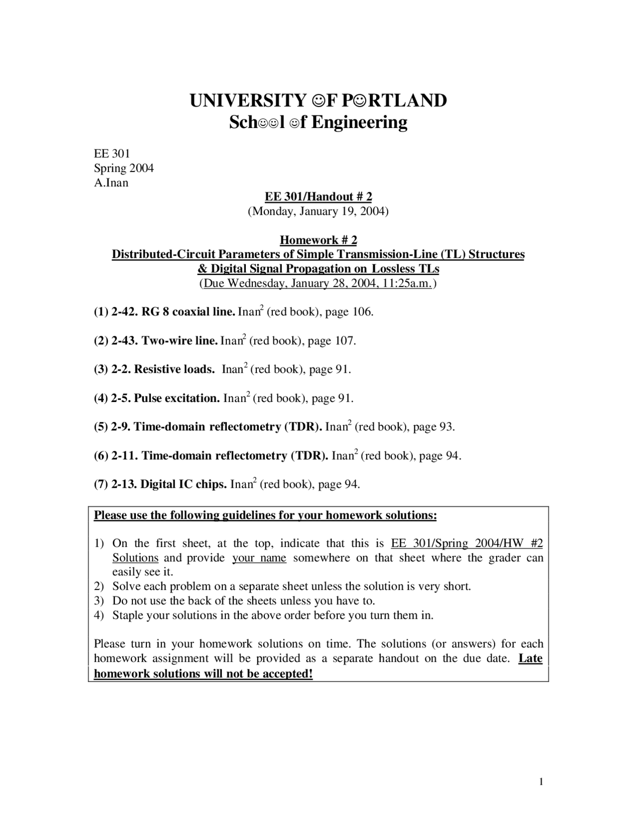 Homework 2 Questions For Electromagnetic Fields Ee 301 Docsity