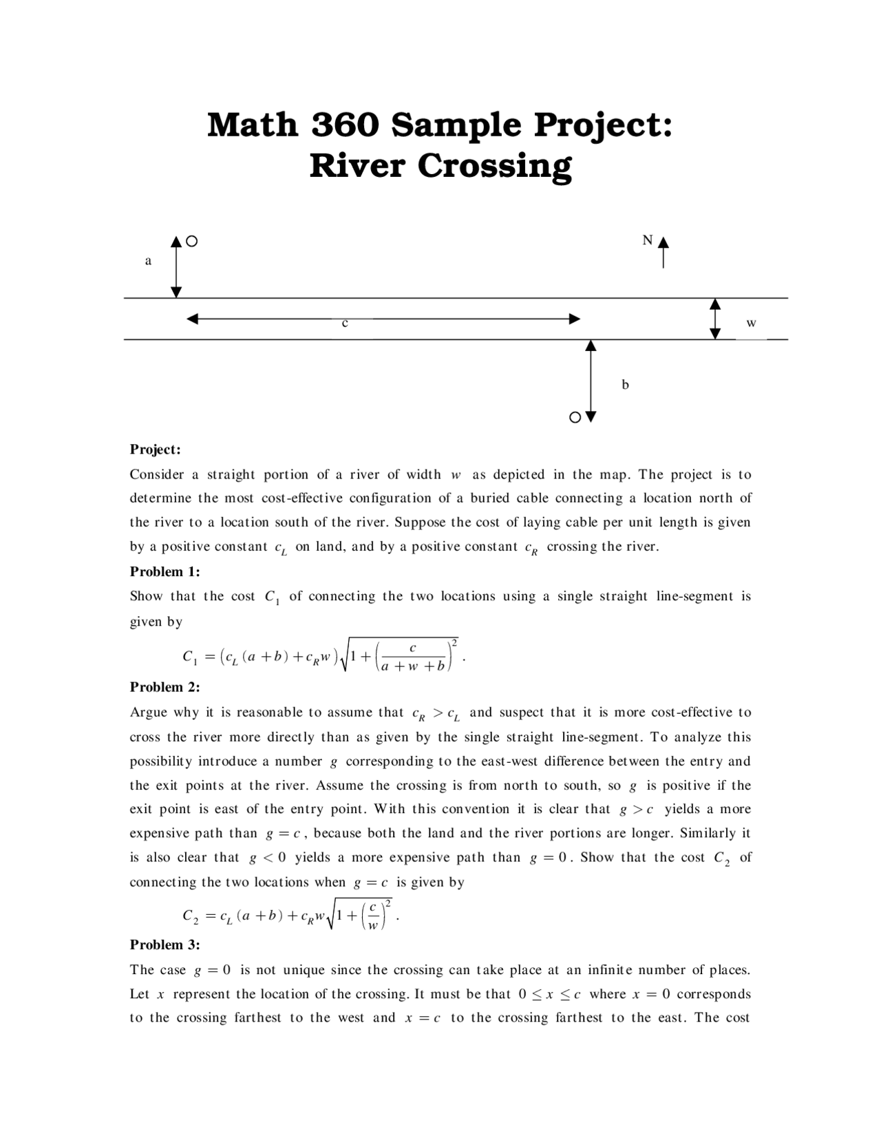 Sample Project: River Crossing | MATH 360 - Docsity