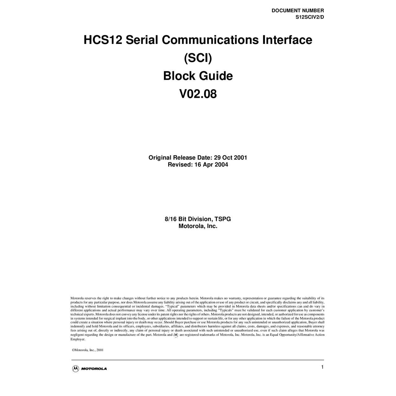 Serial Communications Interface Microprocessor Systems Block Guide