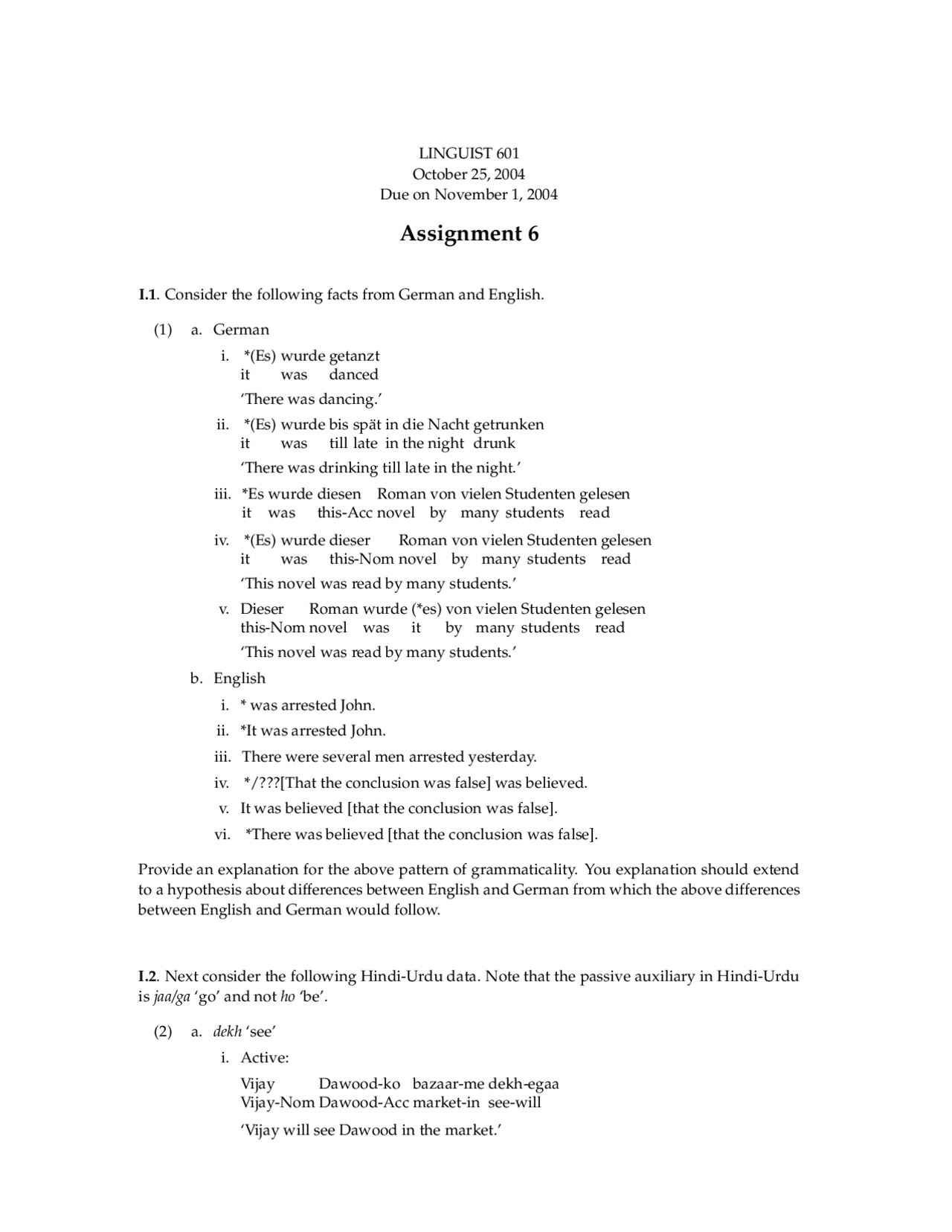 Problem Set 6 Introduction To Transformational Grammar Linguist 601