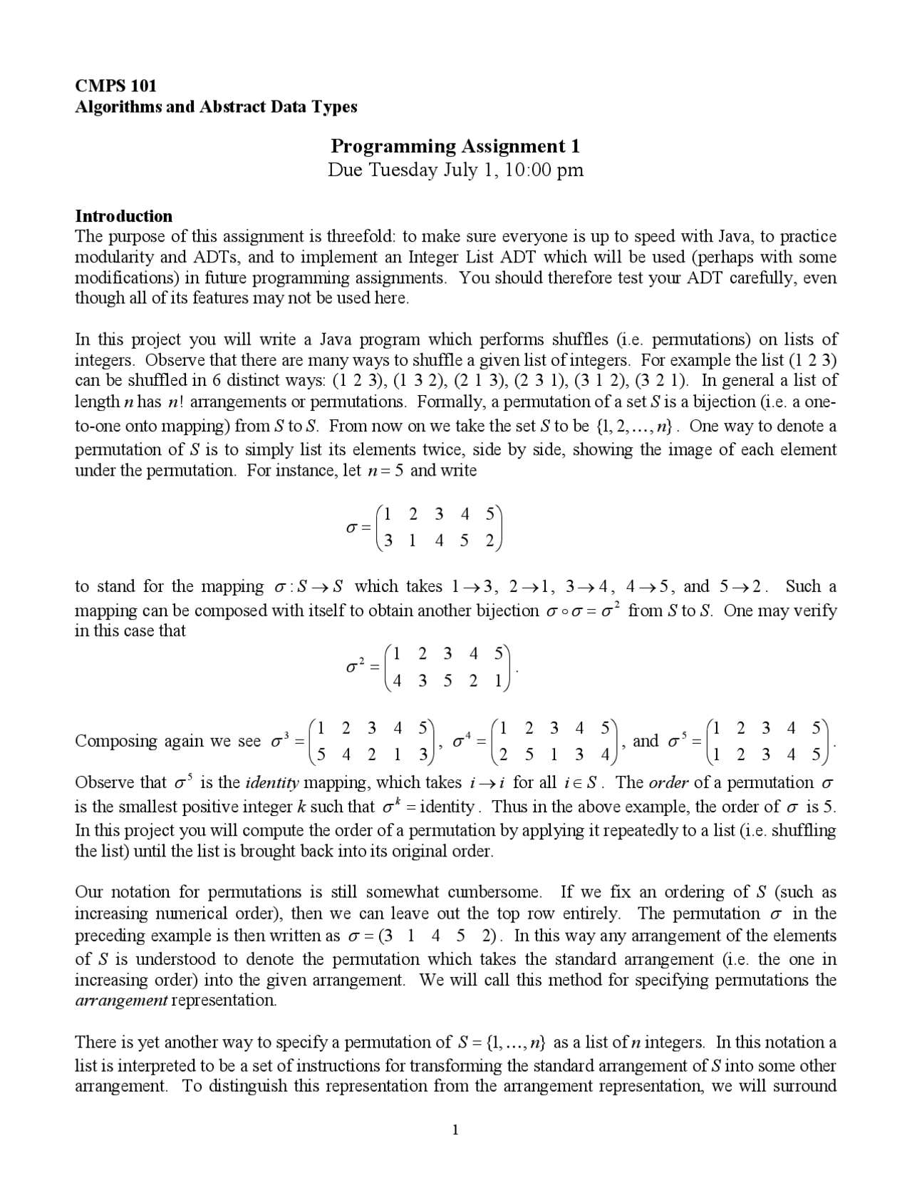 Assignment 1 Algorithms And Abstract Data Types Cmps 101 Docsity 3547