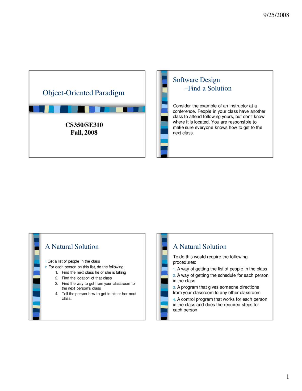 Object Oriented Paradigm Lecture Slides Cs 350 Docsity