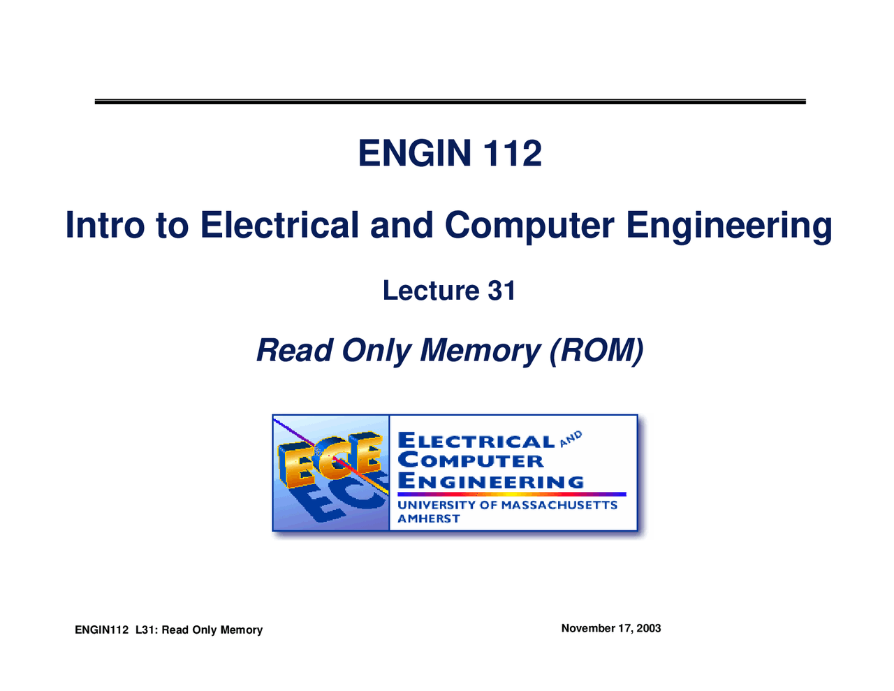 Lecture Slides On Read Only Memory Engin 112 Docsity