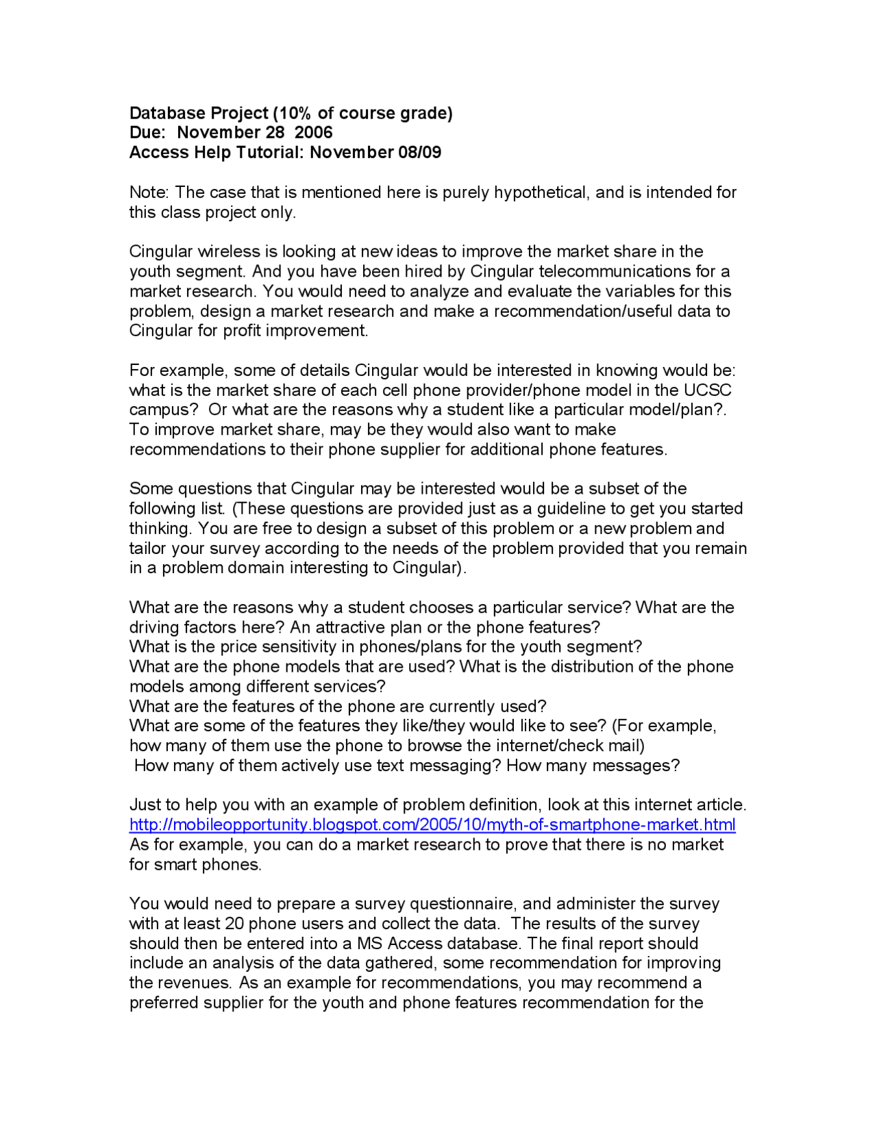 Database Project Business Information Systems Ism 50 Docsity