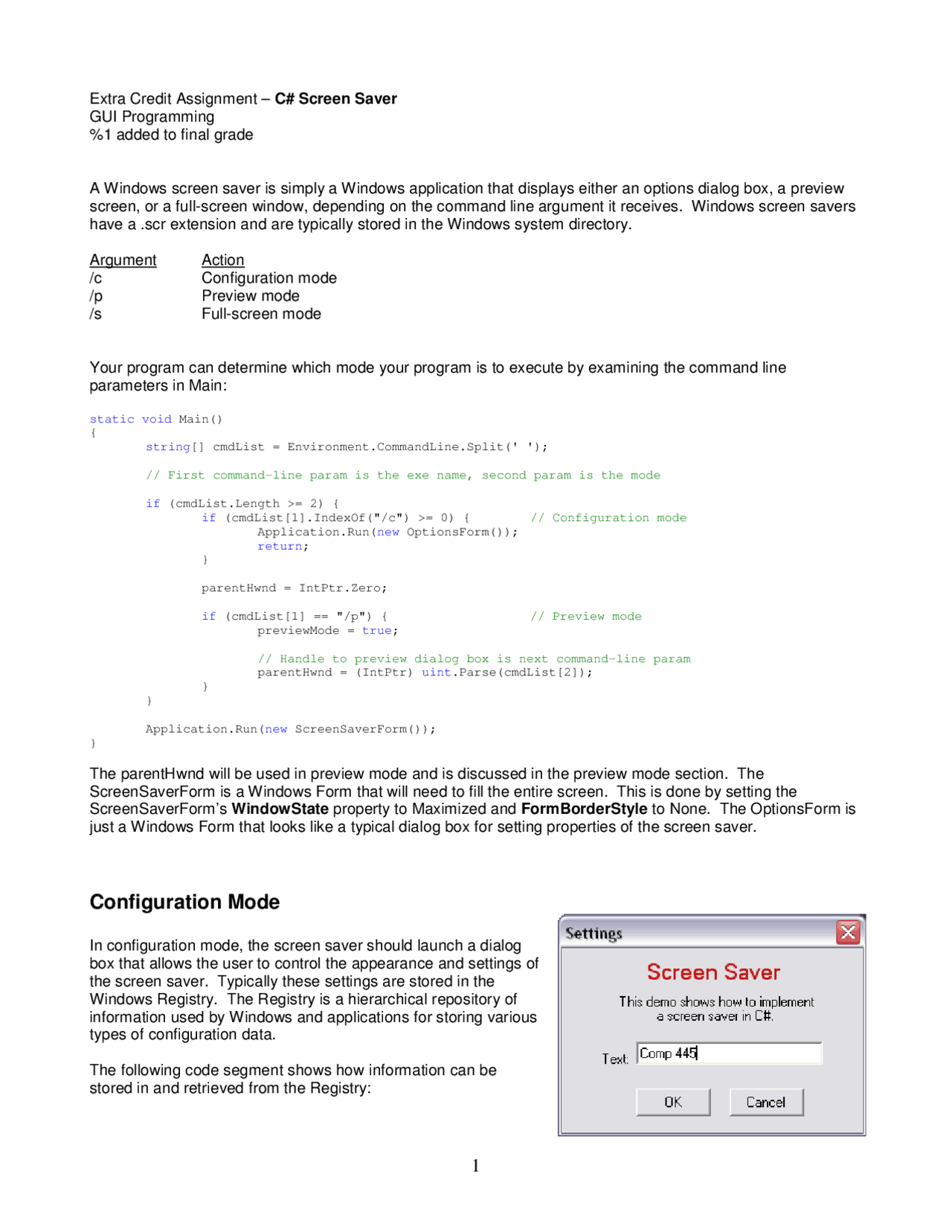 Notes on C# Screen Saver - Graphical User Interfaces Programming | COMP ...