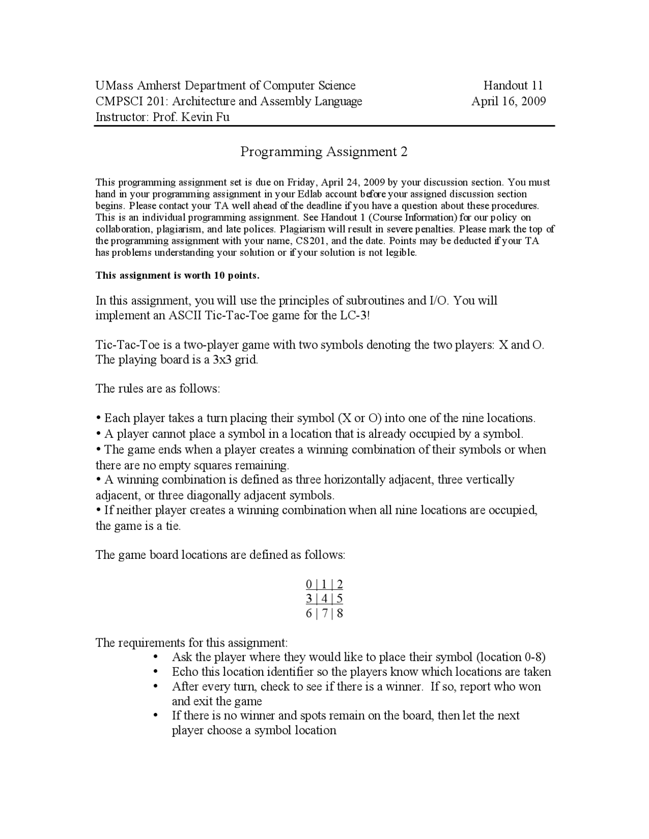 Programming Assignment 2 On Architecture And Assembly Language Cmpsci 201 Docsity