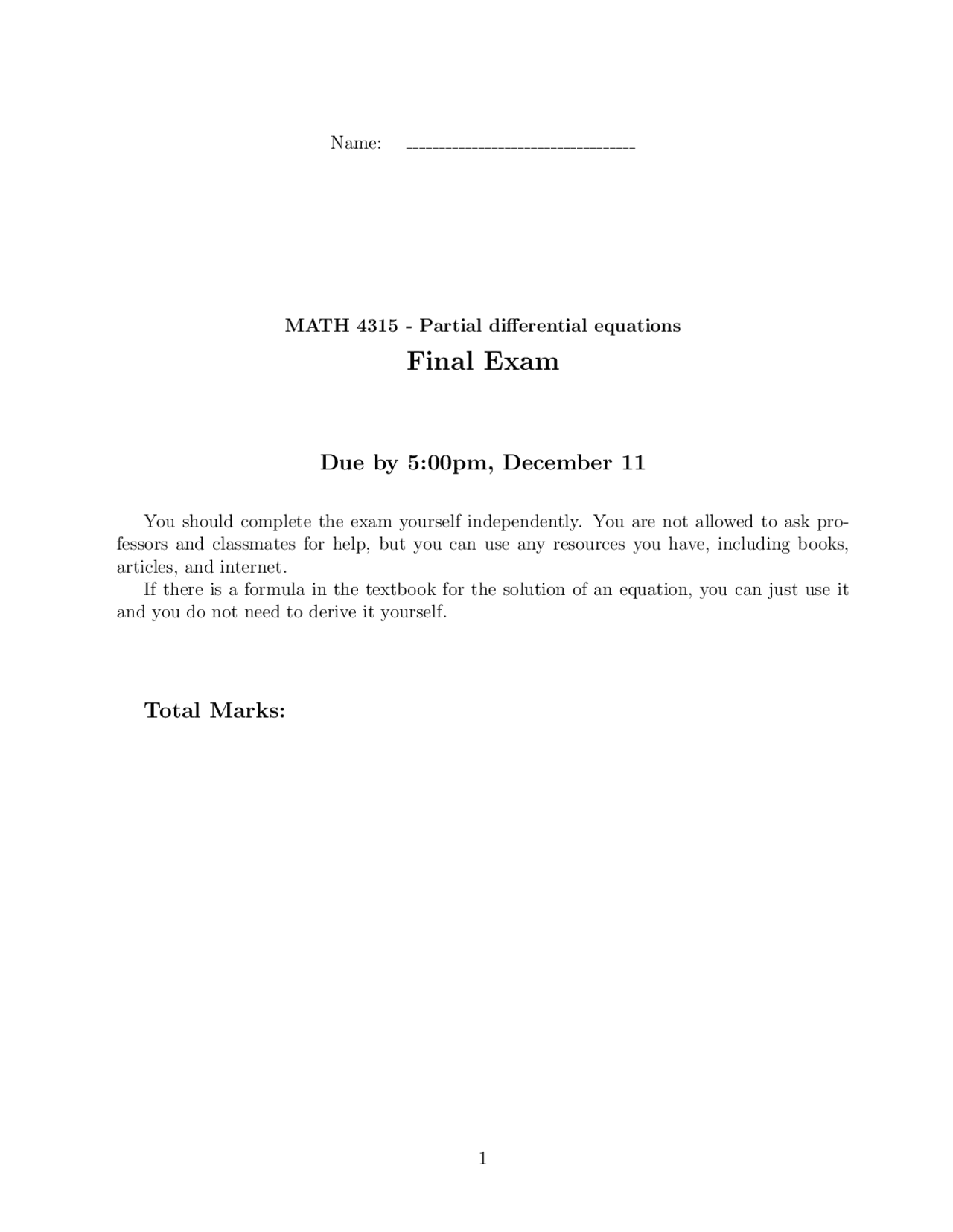10 Solved Problems In Final Exam Partial Differential Equations