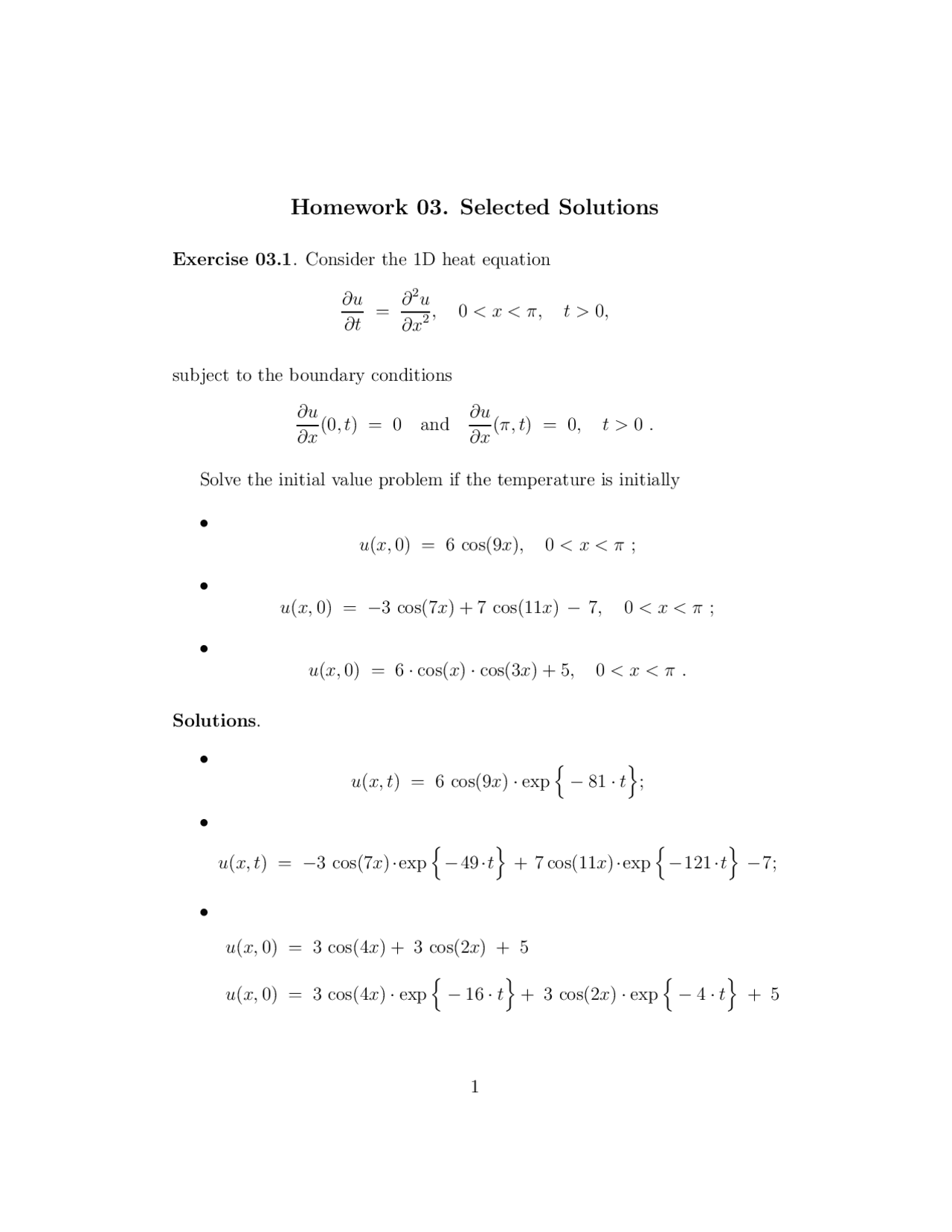 5 Solved Exercises On Partial Differential Equations Assignment 3 Math 3363 Docsity