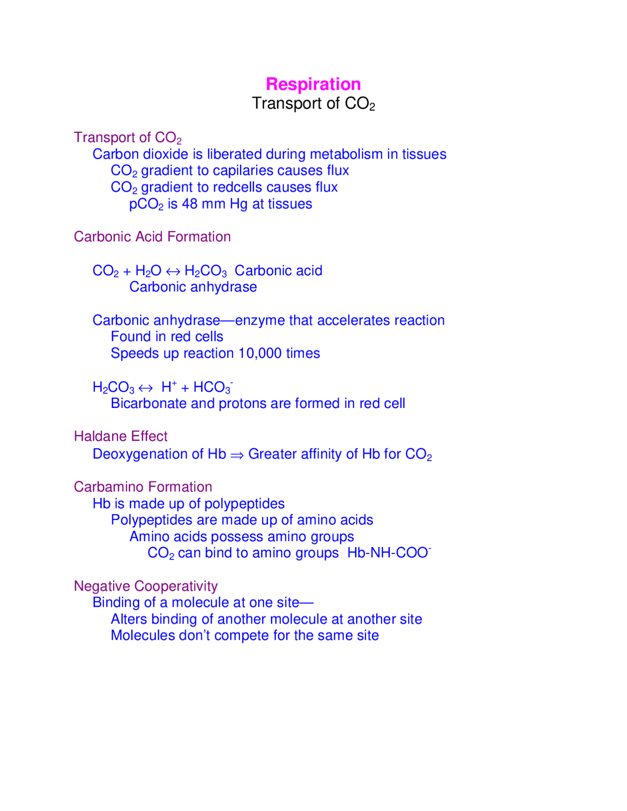 Respiration Transport CO2 - Human Physiology - Lecture Notes | BIOS 355 ...