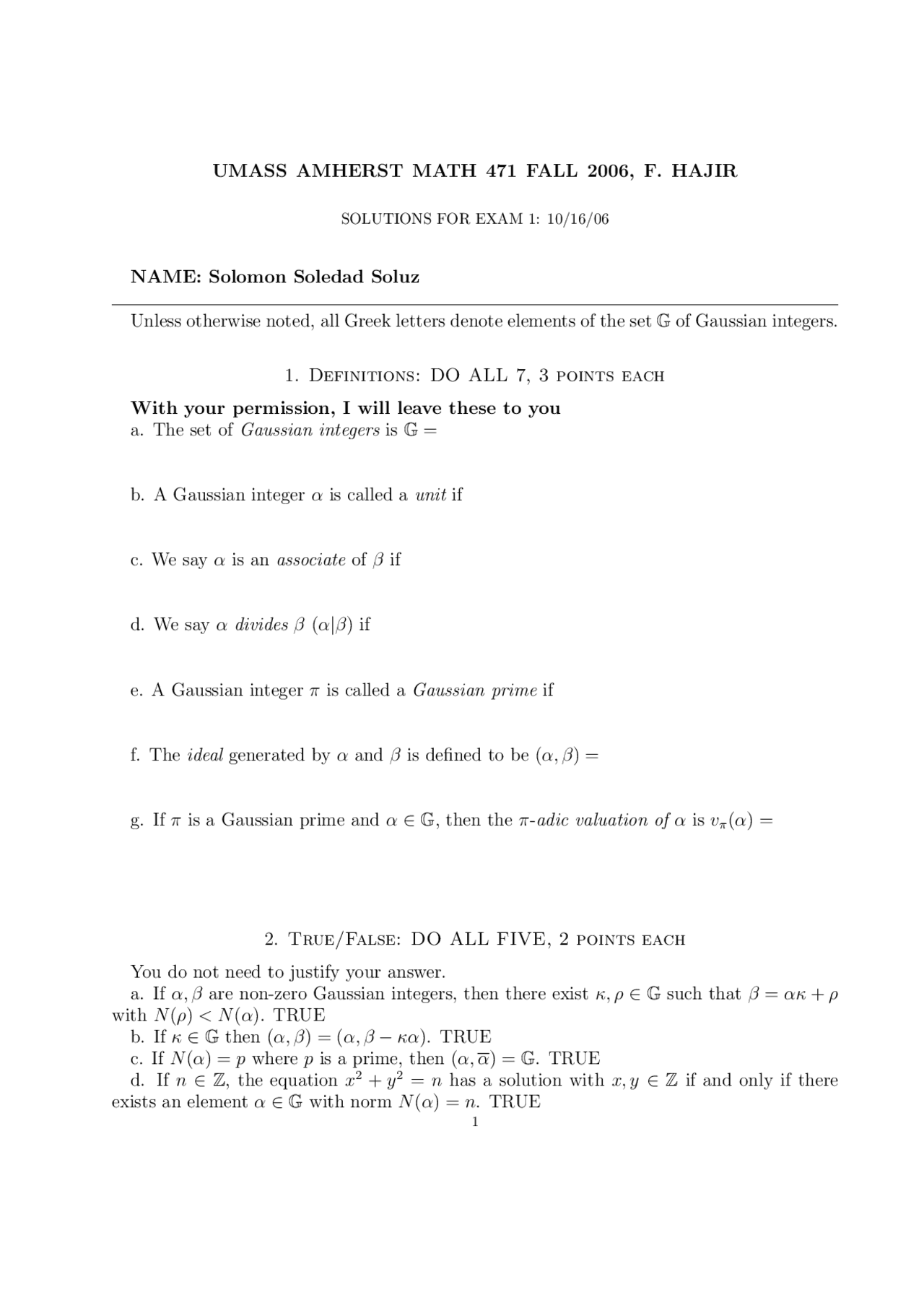 Questions With Solutions In Examination 1 Theory Of Numbers Math