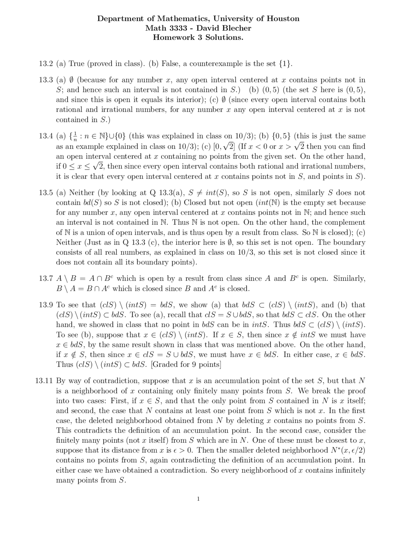 7 Solved Questions On Intermediate Analysis Assignment 3 Math 3333