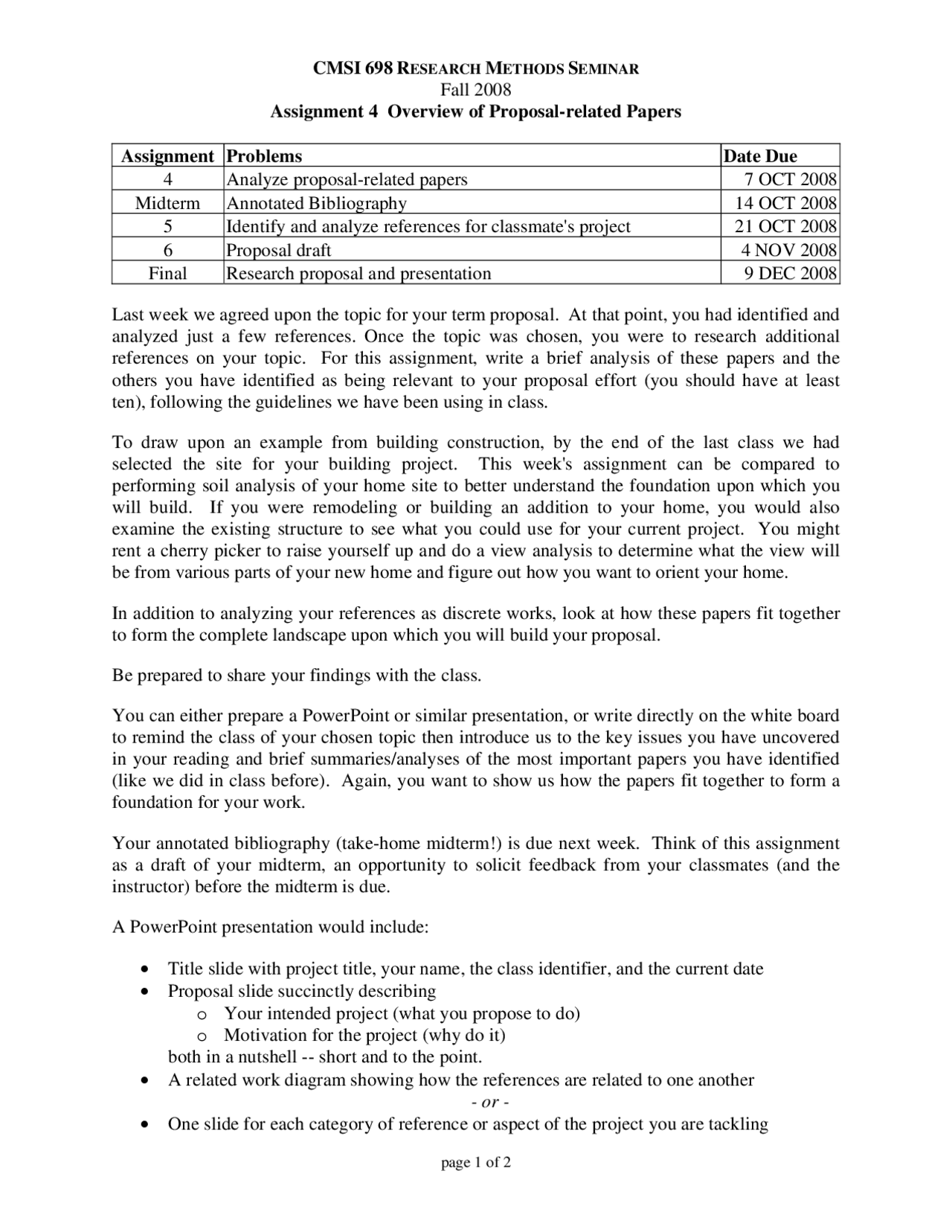 CMSI 698 Research Methods Seminar Assignment 4: Analyzing Proposal-related Papers - Prof ...
