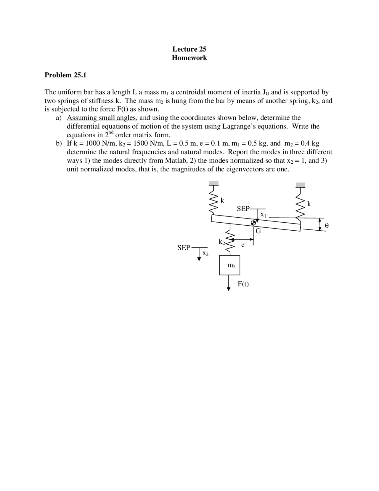 Assignment Question For Vibration Analysis Em 406 Docsity