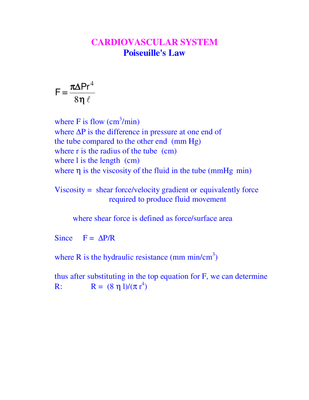Cardiovascular System Lecture Notes Bios 355 Docsity