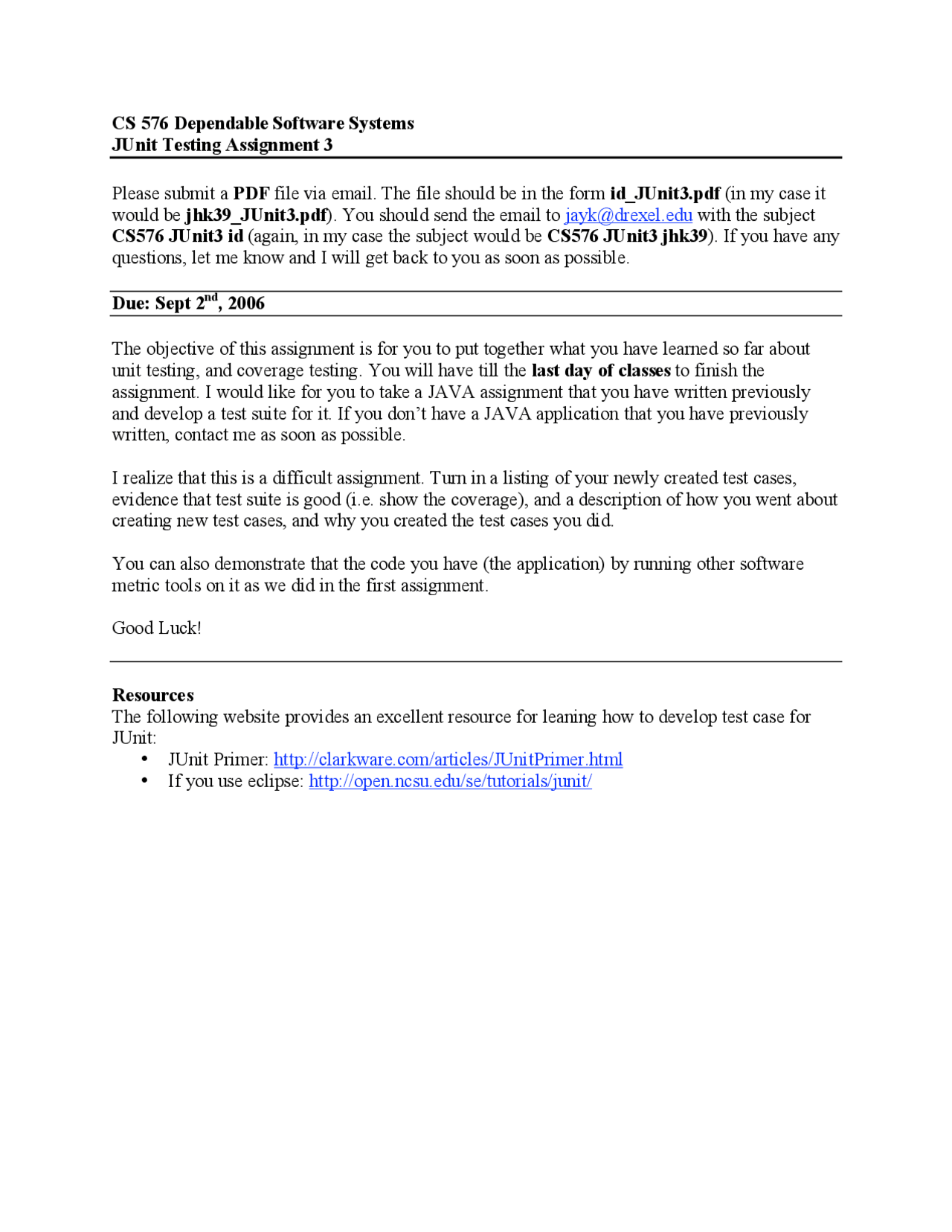 Introduction To The Dependable Software Systems Assignment 3 Cs 576