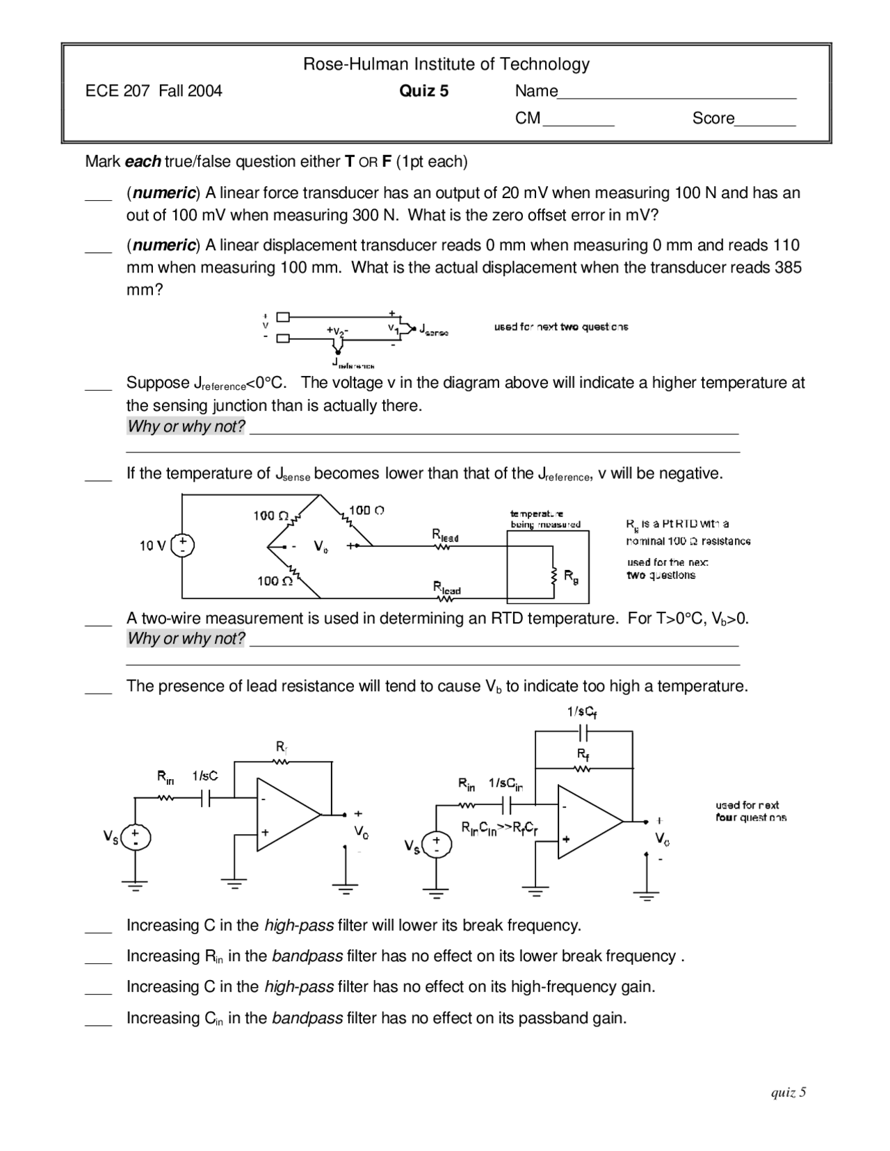 Practice Quiz 5 Elements Of Electrical Engineering Ii Ece 207 Docsity