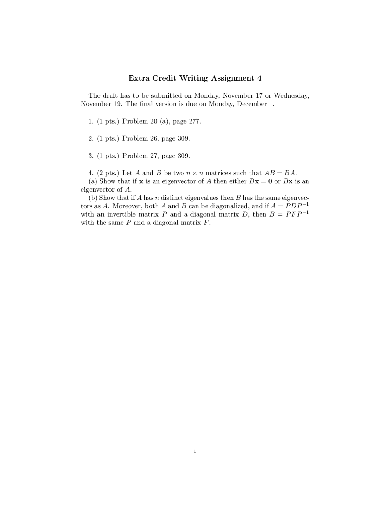 Assignment 4 Problems Linear Algebra Math 201 Assignments Linear