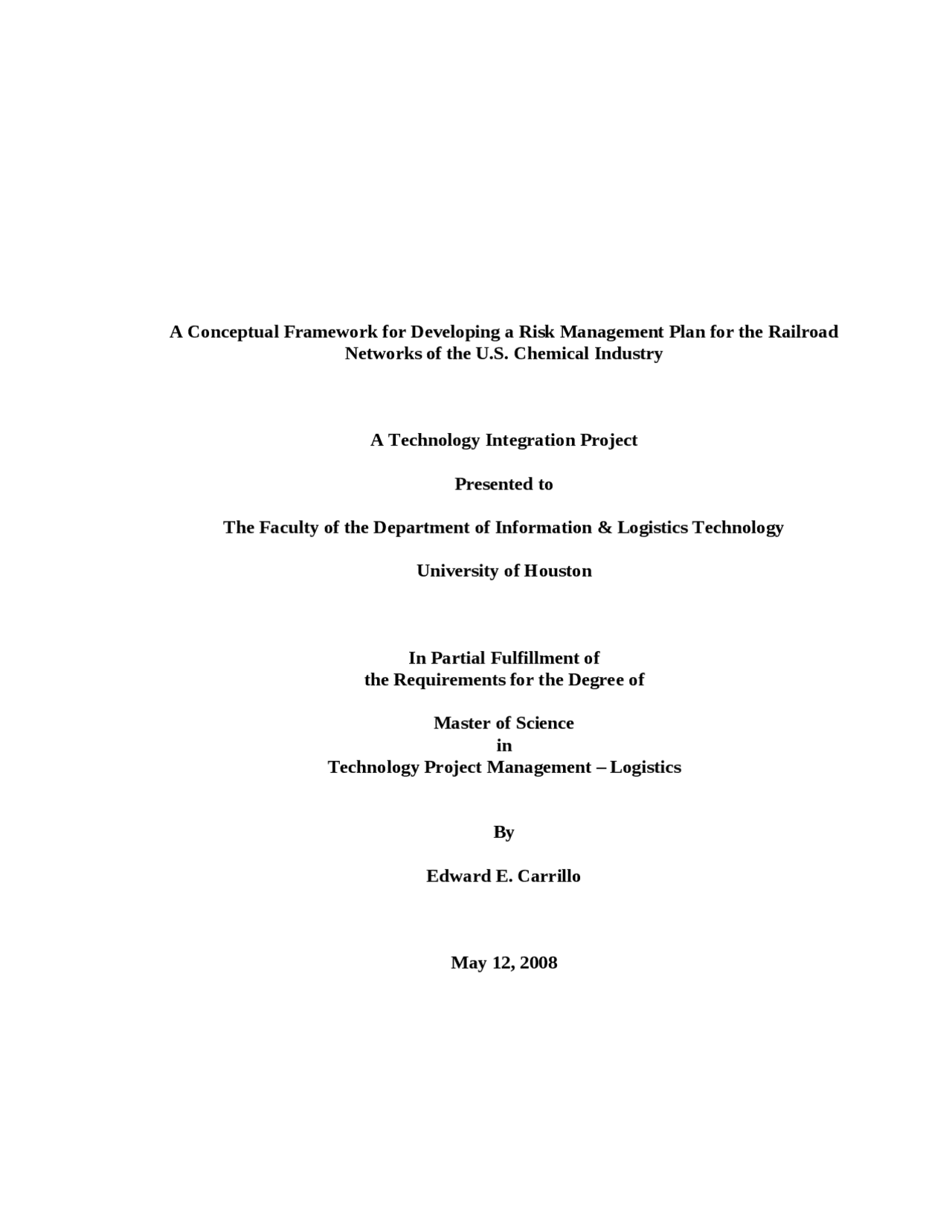 Conceptual Framework for Rail Industry's Supply Chain, Logistics, and Risk Management | Study ...