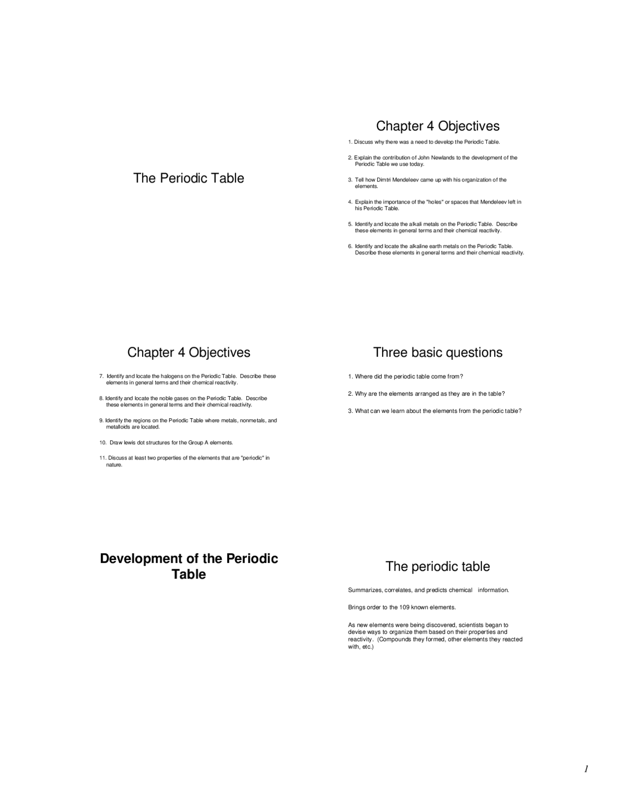 The Periodic Table - Introduction to Chemistry - Lecture Slides | CHM ...