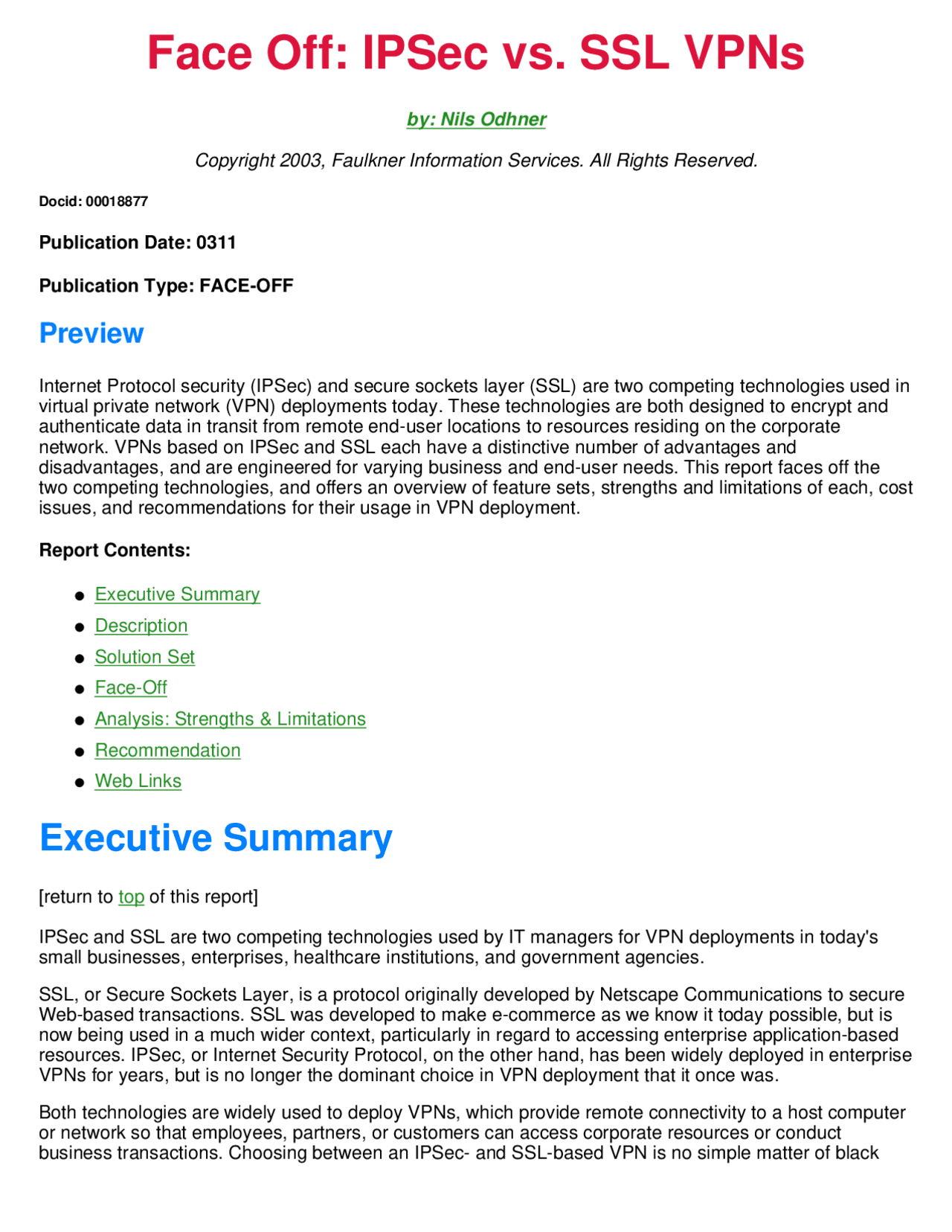 Comparing IPSec and SSL VPNs: Analysis of Competing VPN Technologies ...