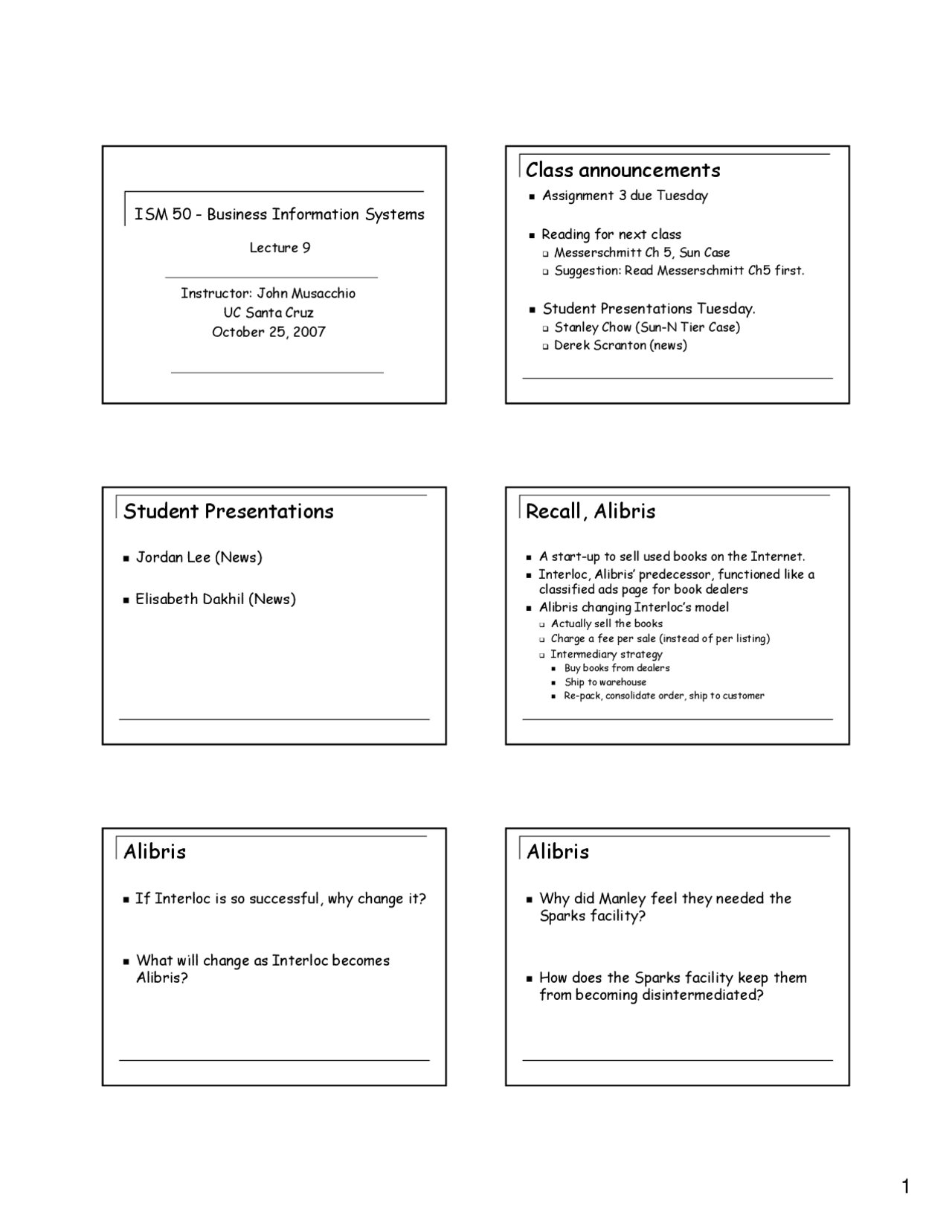 Introduction to Business Information Systems - Lecture Slides | ISM 50 ...