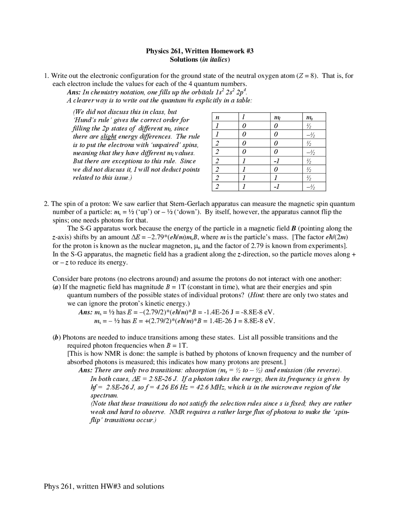 General Physics Iii Assignment 3 Solutions Physics 261 Docsity