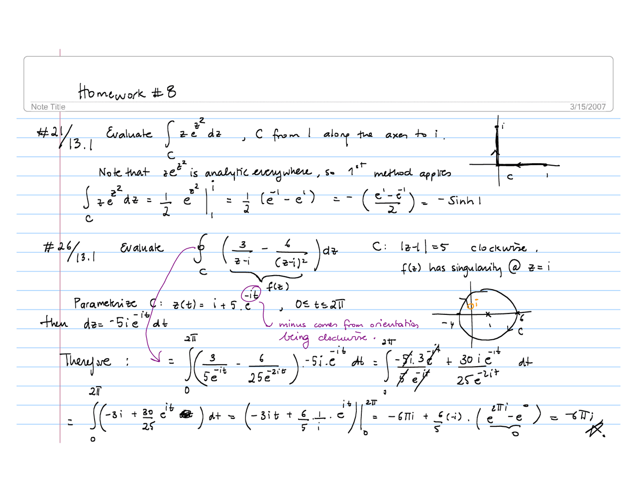 Solved Homework 8 Complex And Vector Analysis For Engineers Math 291 Docsity