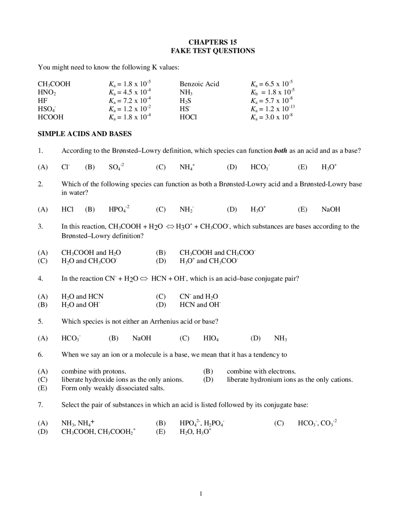 84 Multiple Choice Questions and Answer Key on Chemical Equilibrium ...