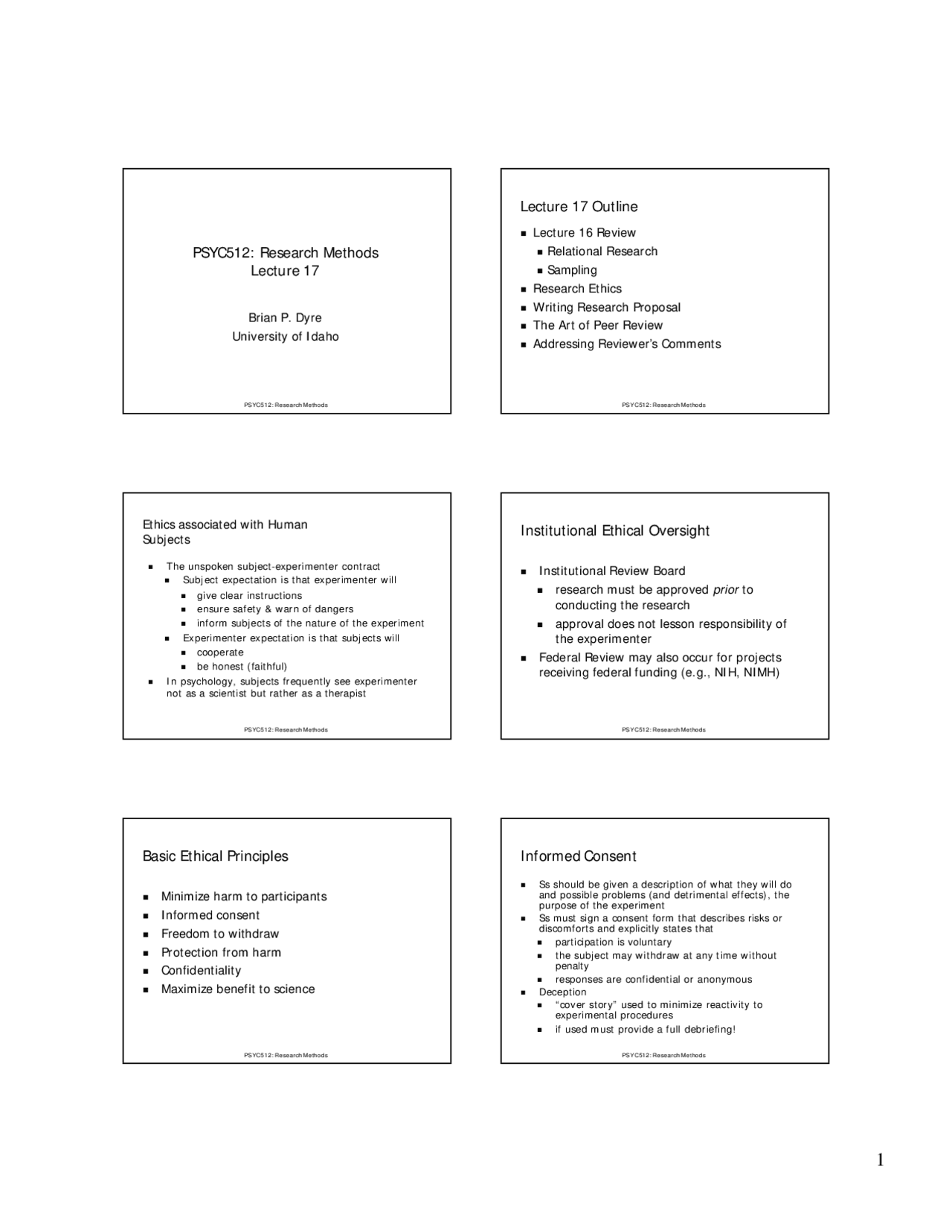 Research Methods Lecture Slides Psyc 512 Docsity