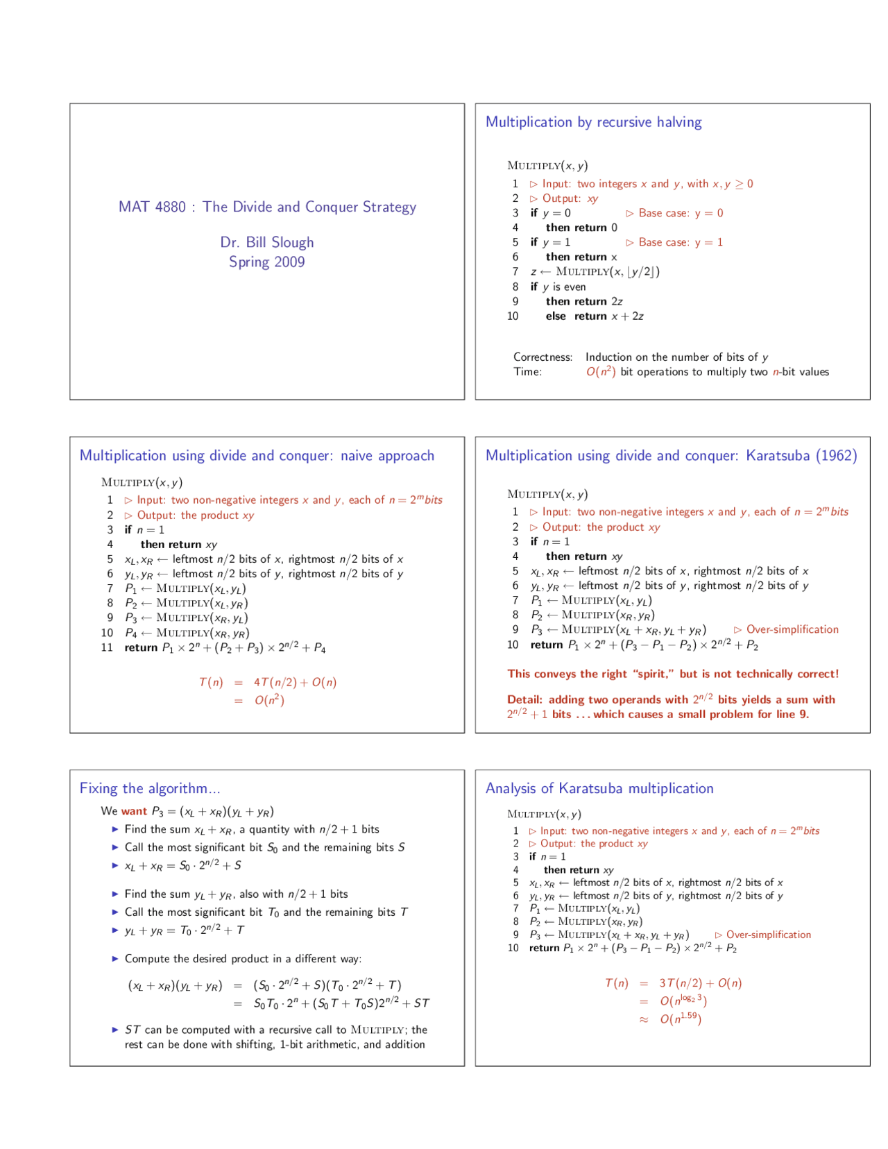 The Divide And Conquer Strategy Lecture Slides Mat 4880 Docsity