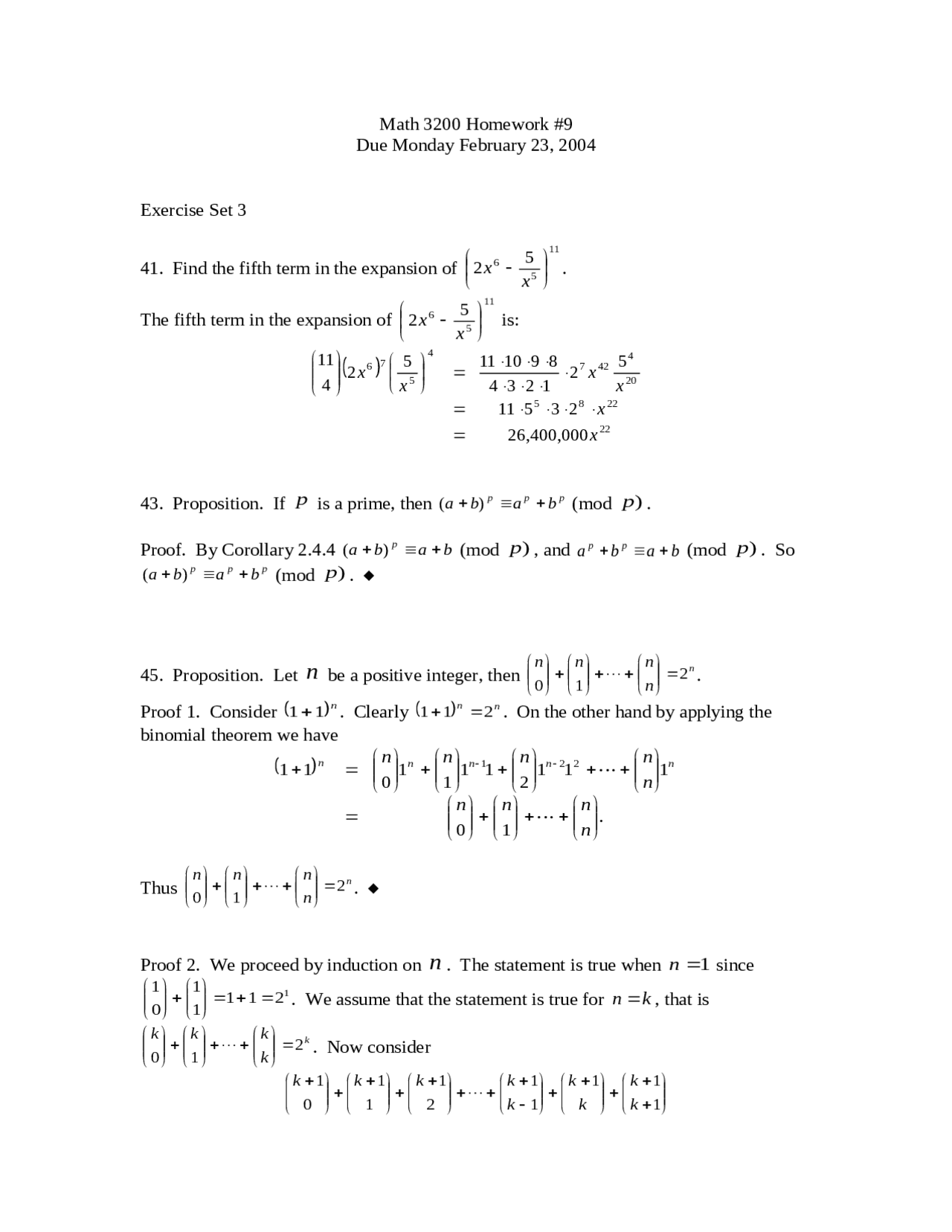 Questions For Practice Assignment 9 Polynomials Math 3200 Docsity